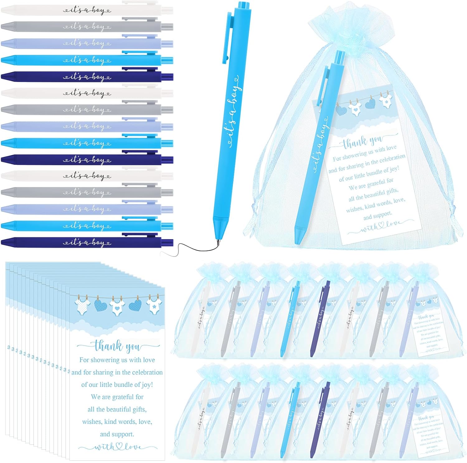 Amazon.com : Chuangdi 50 Set Baby Shower Pens Favors for Guests It's a ...
