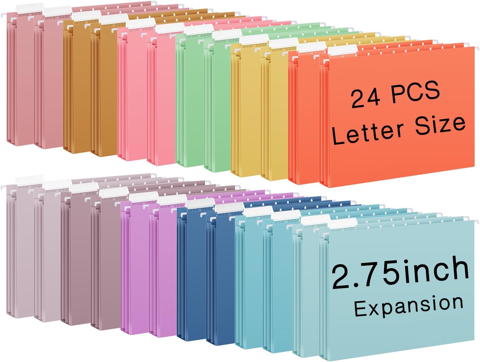 Amazon.com : Yaomiao 24 Pcs 2.75 Inch Hanging File Folders Letter Size Hang Folders Expandable ...