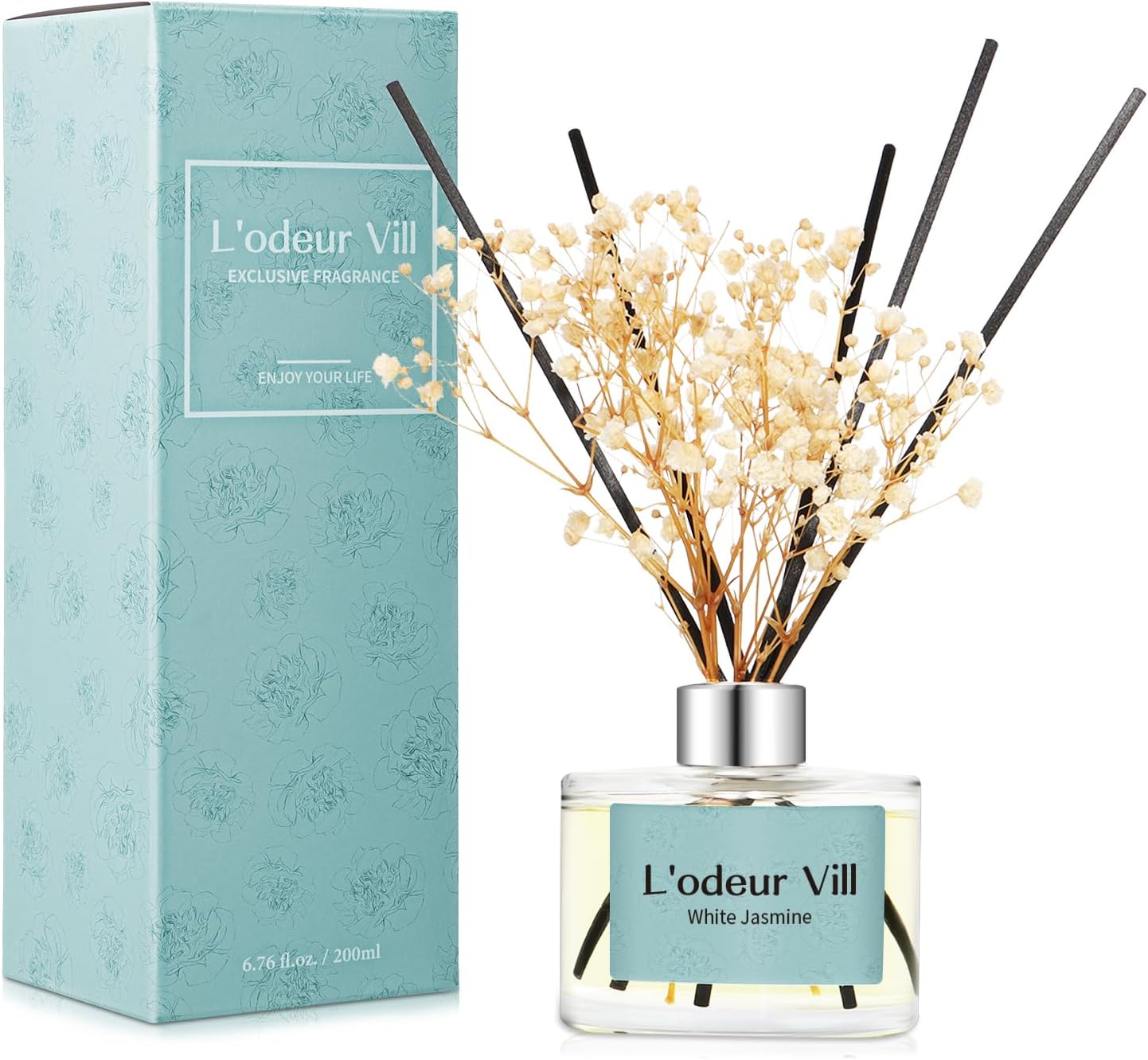 Amazon.com: L'odeur Vill Reed Diffuser Set, 6.7 oz(200ml) White Jasmine ...