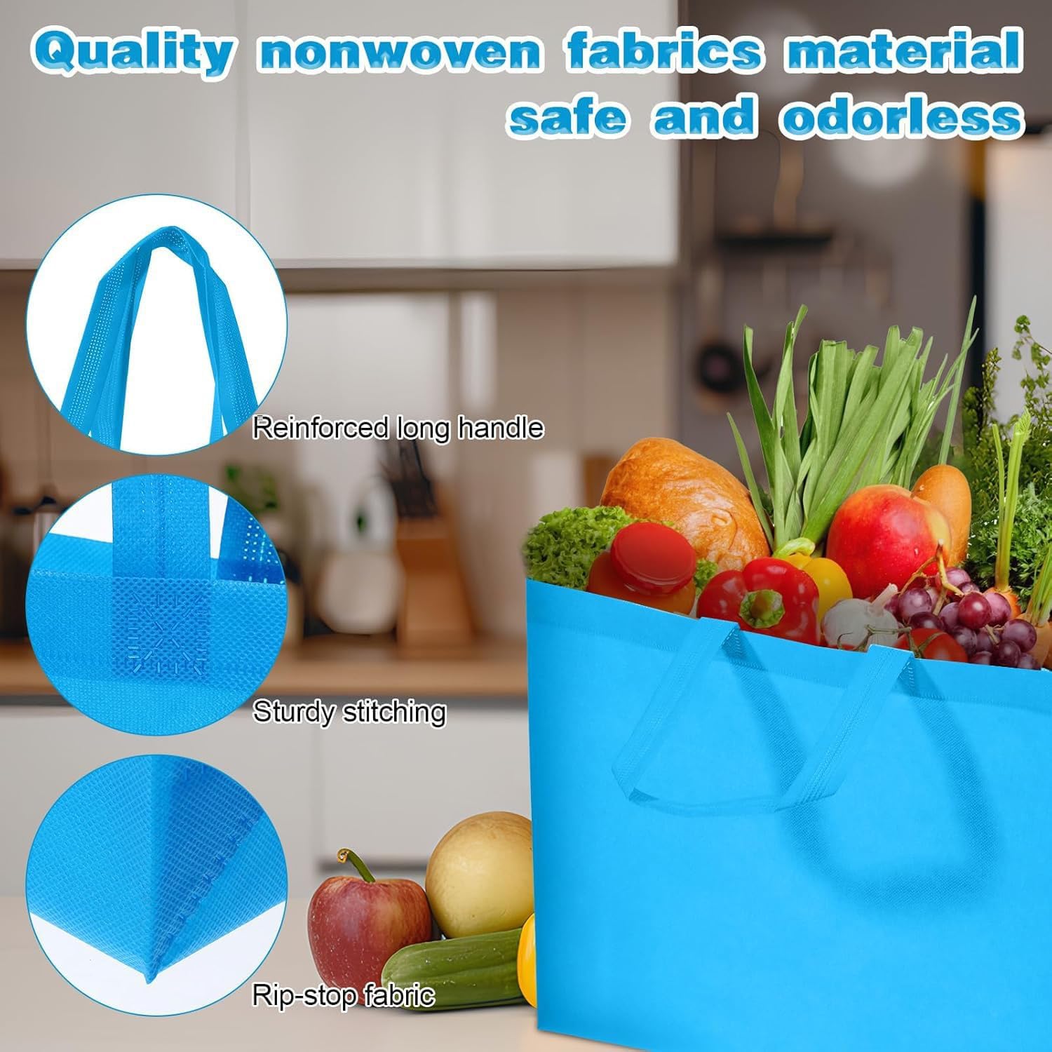 10 Pack Reusable Reinforced Handle Grocery Bags - Philippines | Ubuy