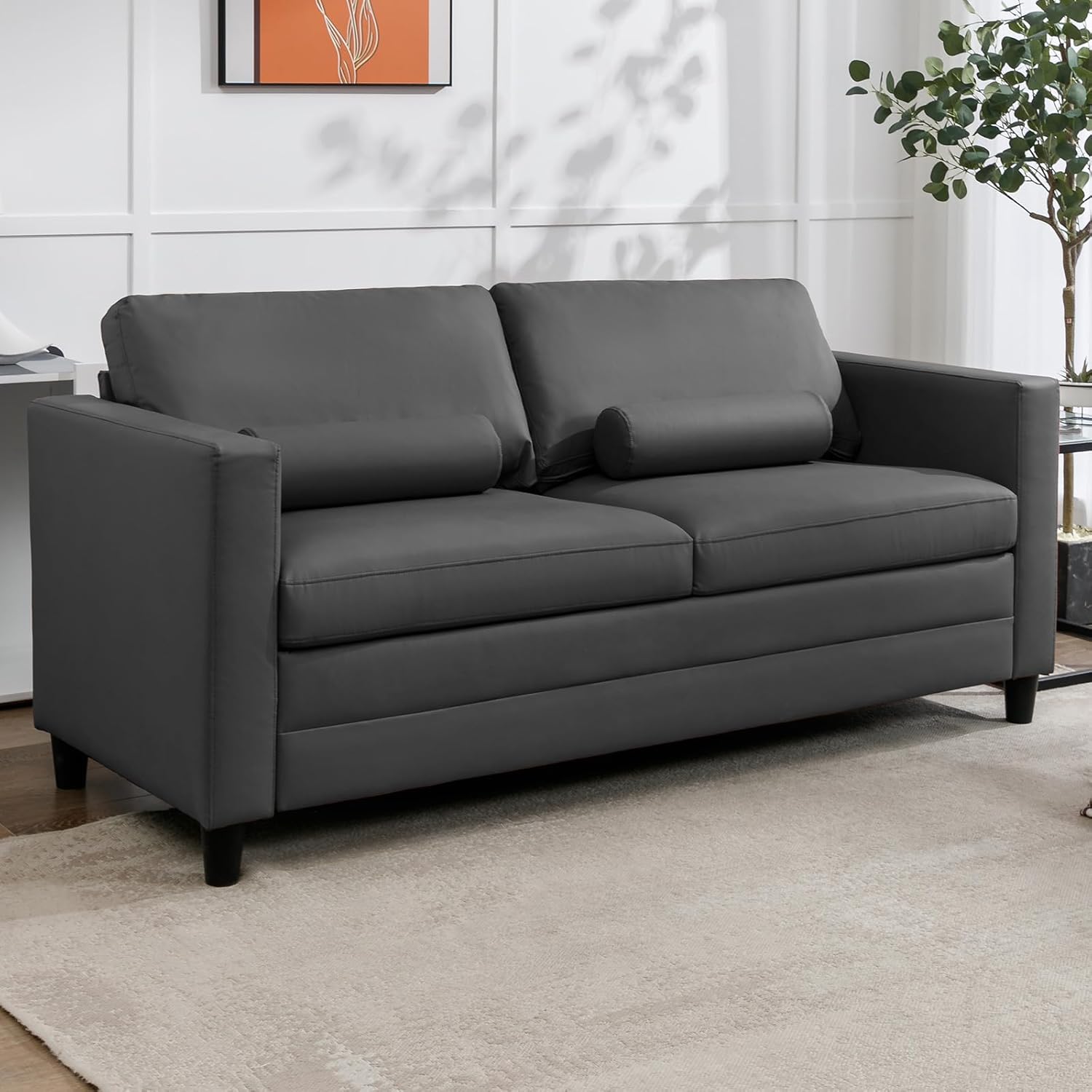 Amazon.com: MUZZ Pull Out Couch Queen, Modern Leather Sleeper Sofa Bed ...