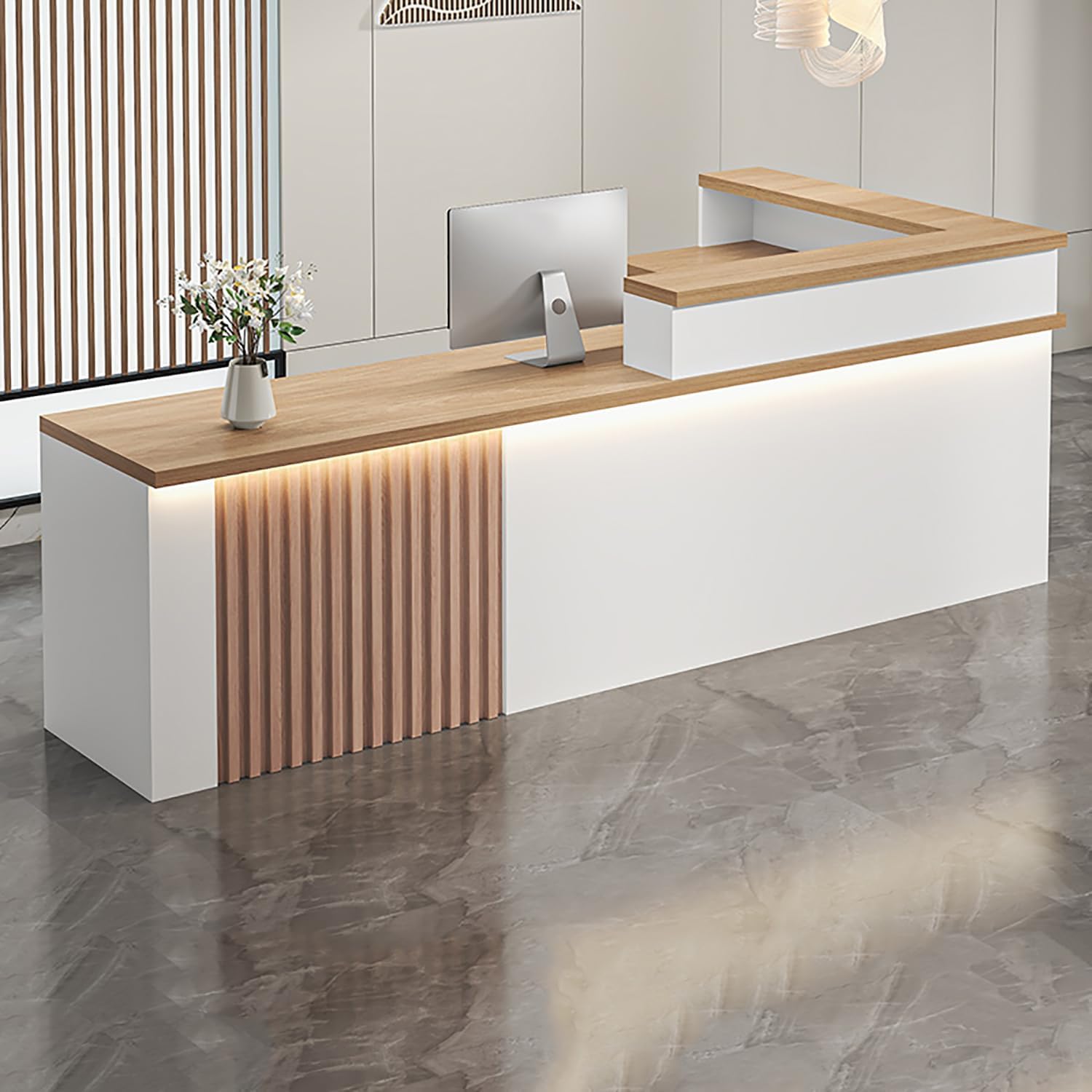 Amazon.com: Modern L-Shaped Reception Desk, Front Office Reception ...