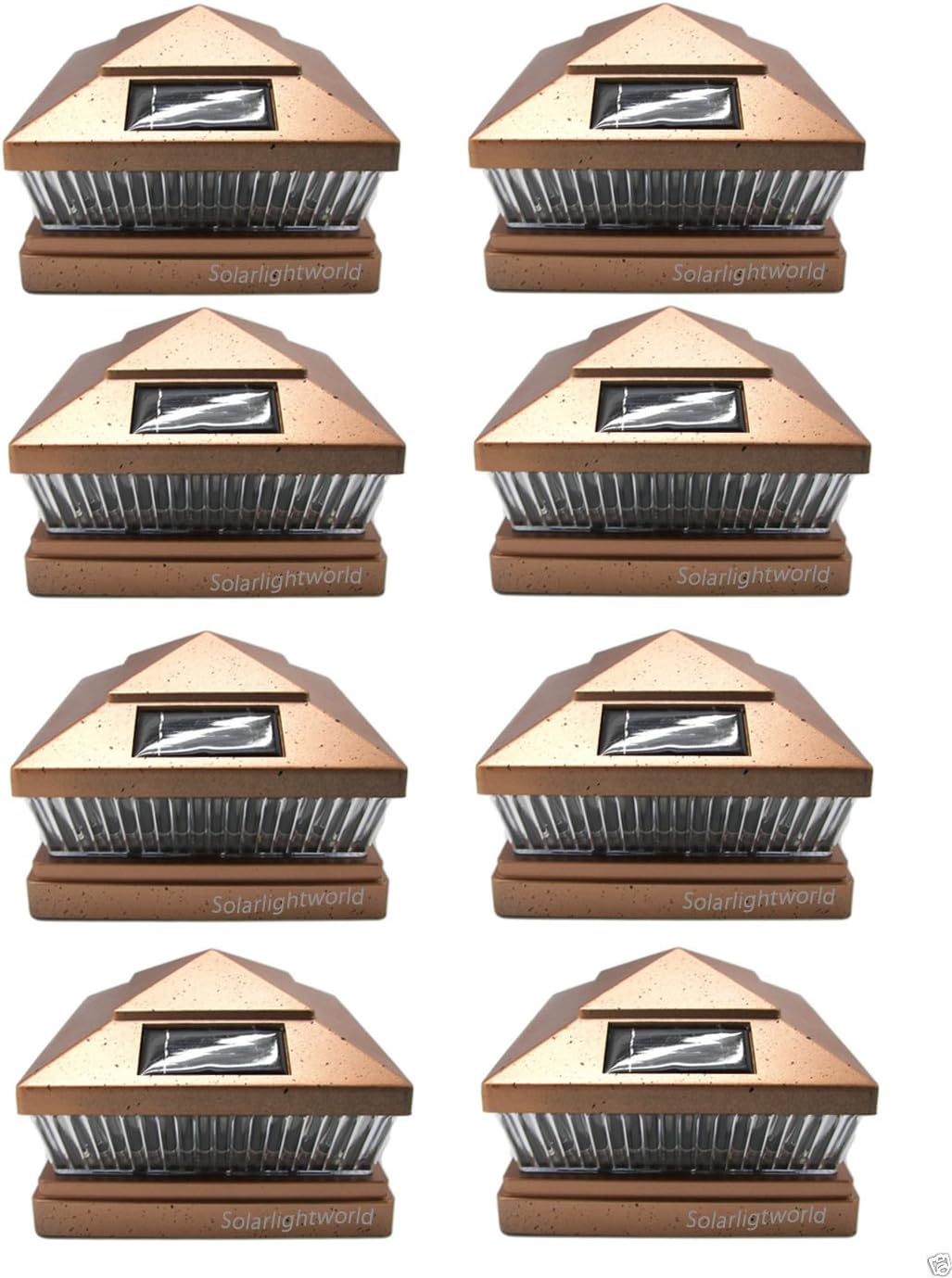 Copper Color Square 6x6 Solar Powered LED Post Cap Lights 8 Pack(for ...