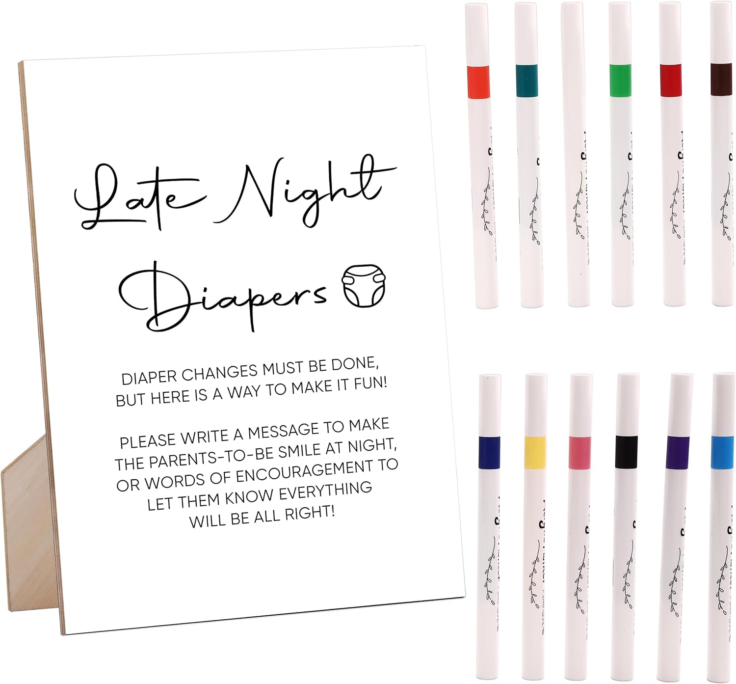 Amazon.com: Late Night Diapers Sign, Baby Shower Sign for Baby Shower ...