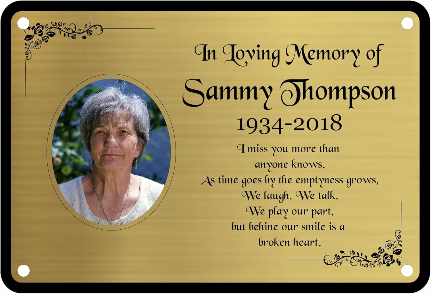 Personalised Memorial Photo Plaque, 6x4 Engraved Bench Plaques ...