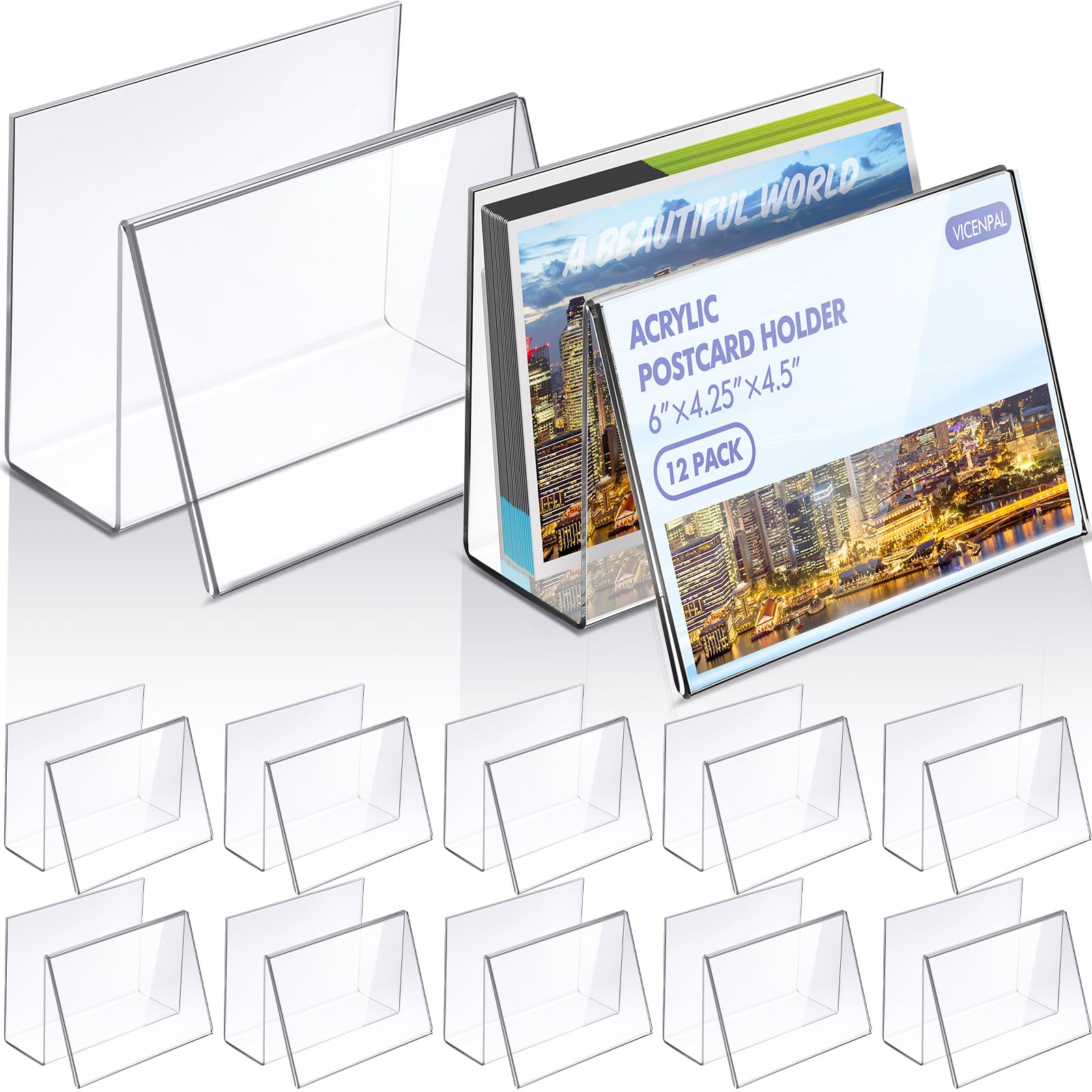 Snapklik.com : Vicenpal 12 Pcs Clear Acrylic Postcard Holder Business ...