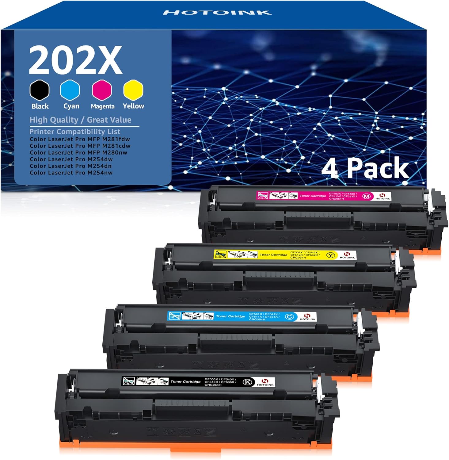 Amazon.com: 202X Toner Cartridge 4 Pack Compatible Replacement for HP ...