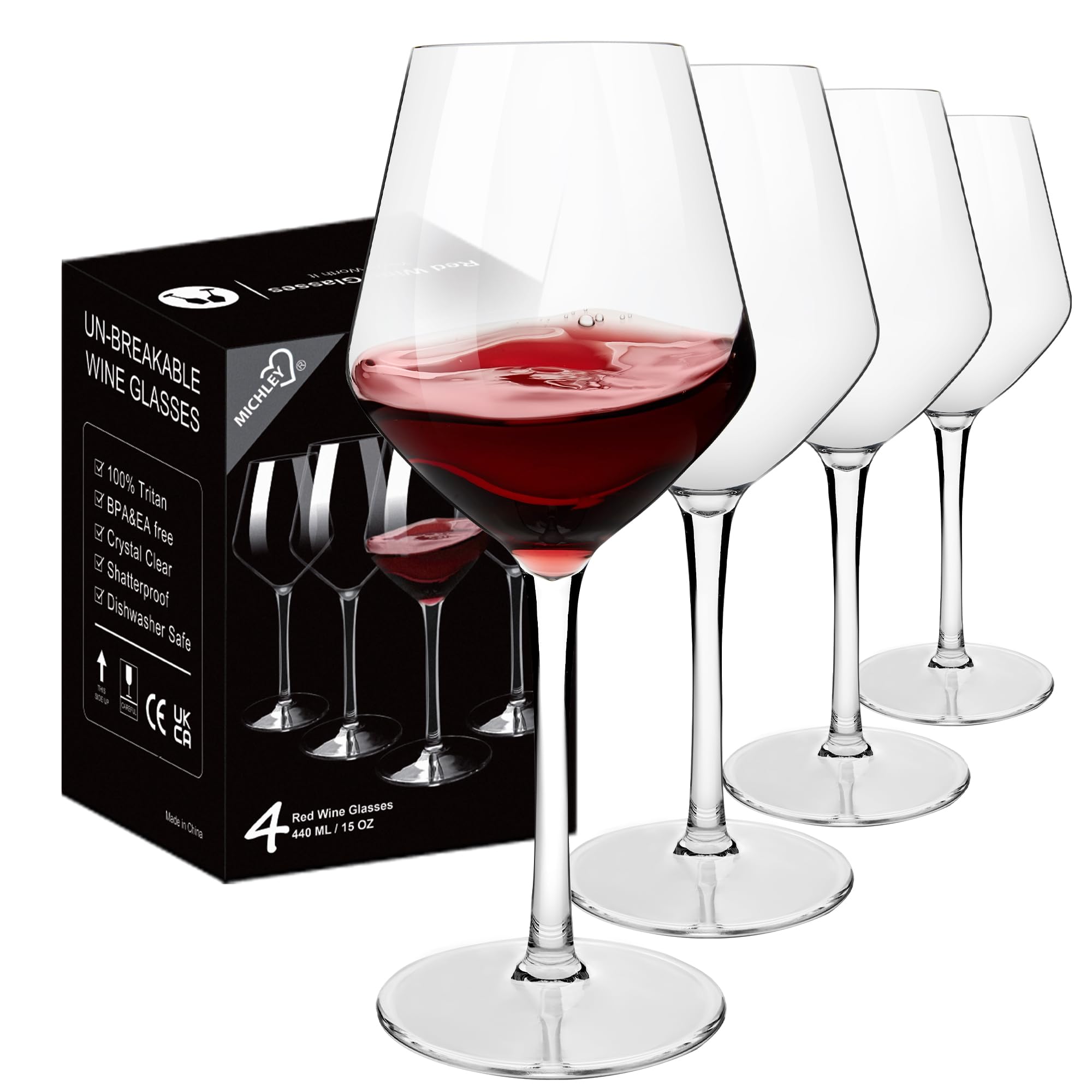 MICHLEY Floating Wine Glasses for Pool, Unbreakable Stemmed Wine Glass ...