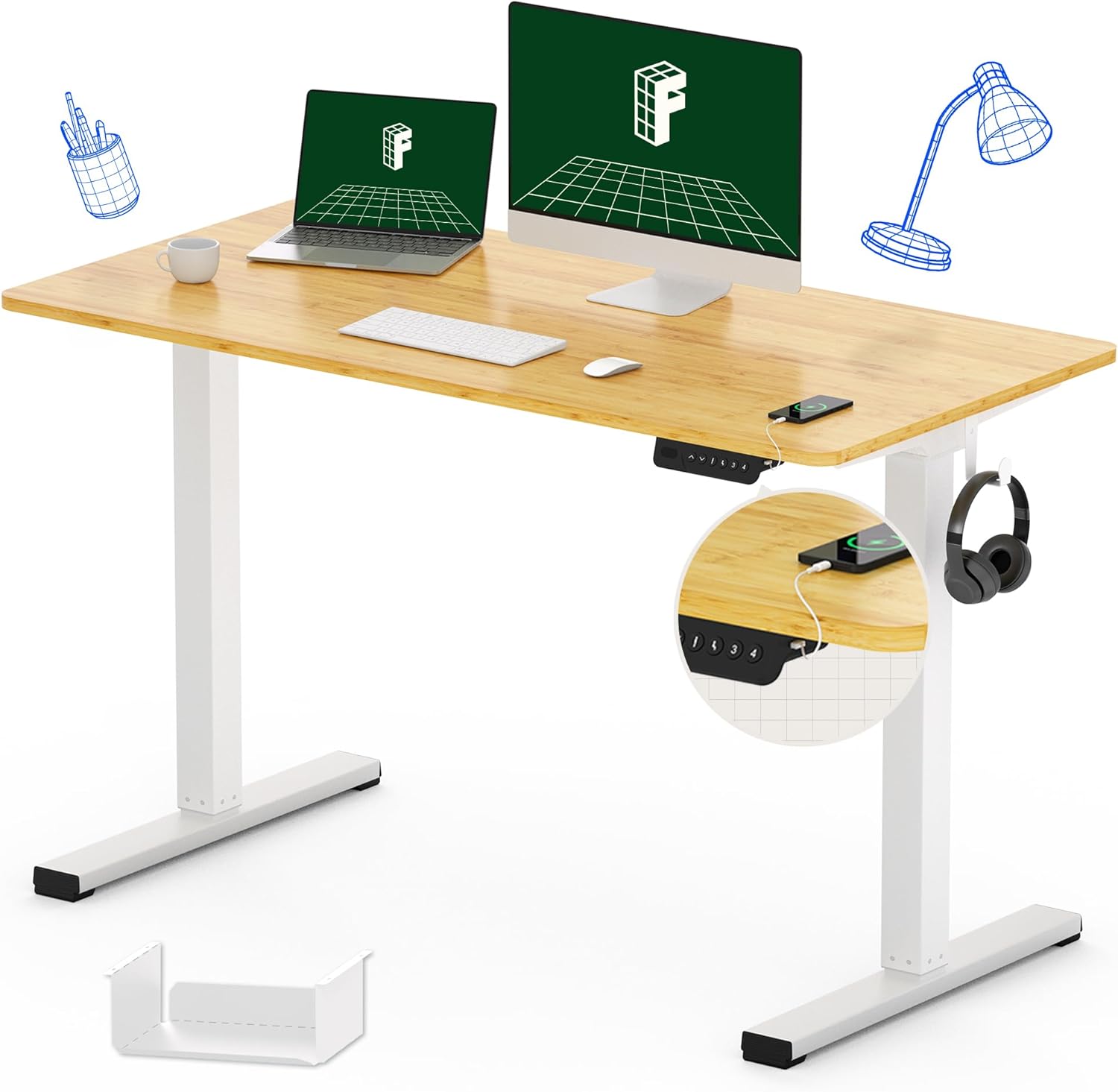 FLEXISPOT Adjustable Desk Quick Assembly Electric Standing Desk with ...
