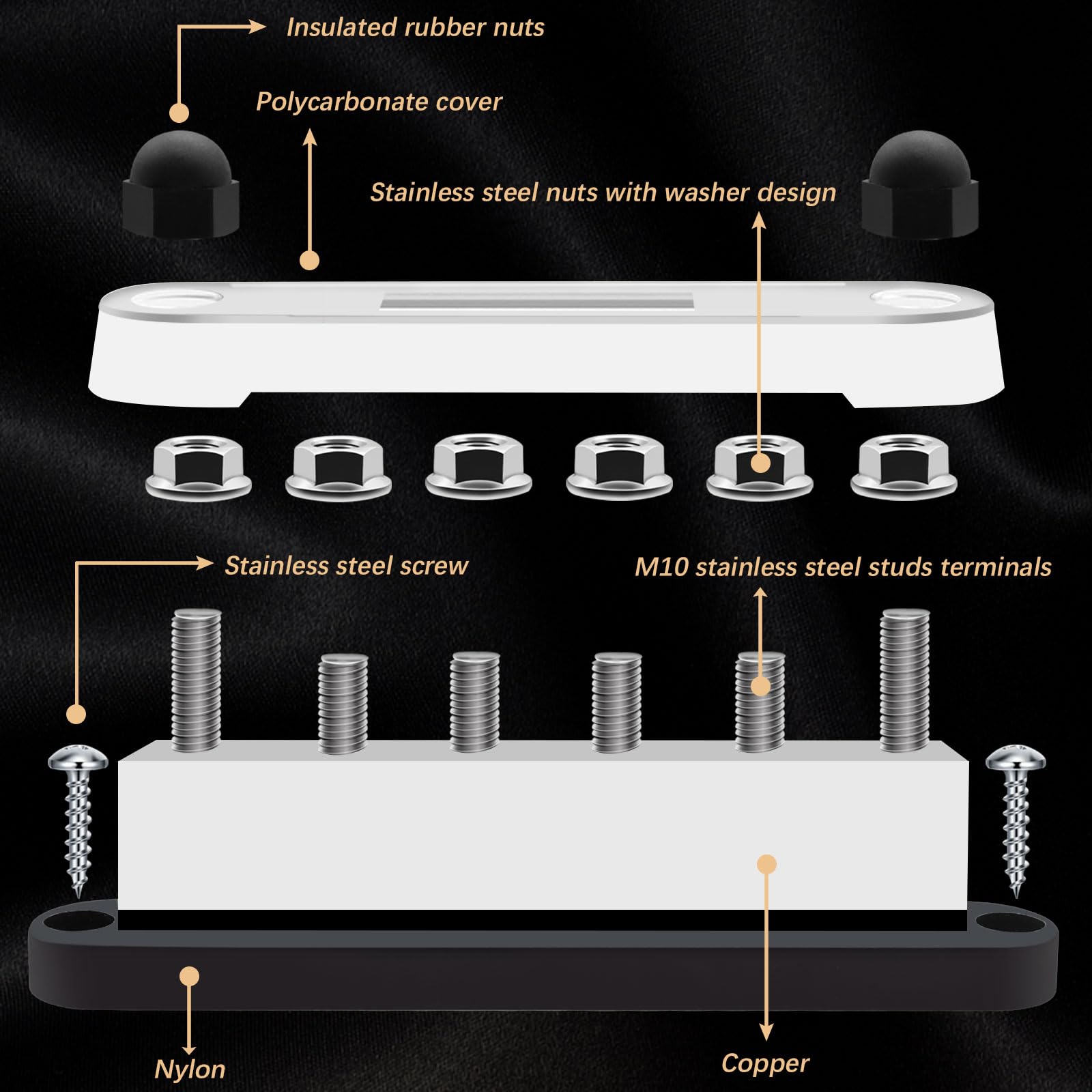 Snapklik.com : Seamaka 650A 12V-48V Bus Bar Marine Power Distribution Block