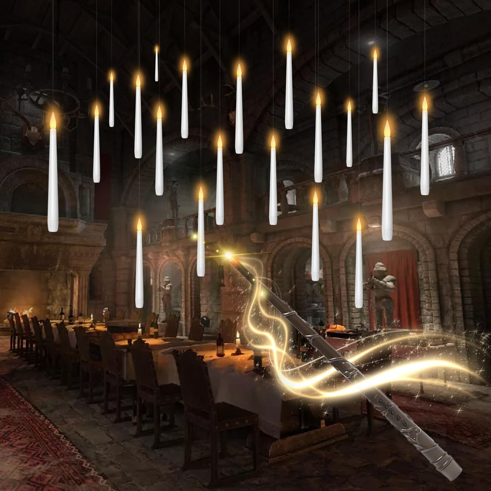 Amazon.com: kakoya Flameless Floating Candles with Wand，20 Pcs Magic ...