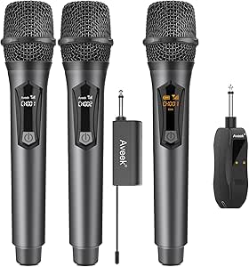 Amazon.com: Aveek Wireless Microphone Karaoke 3 Packs : Musical Instruments