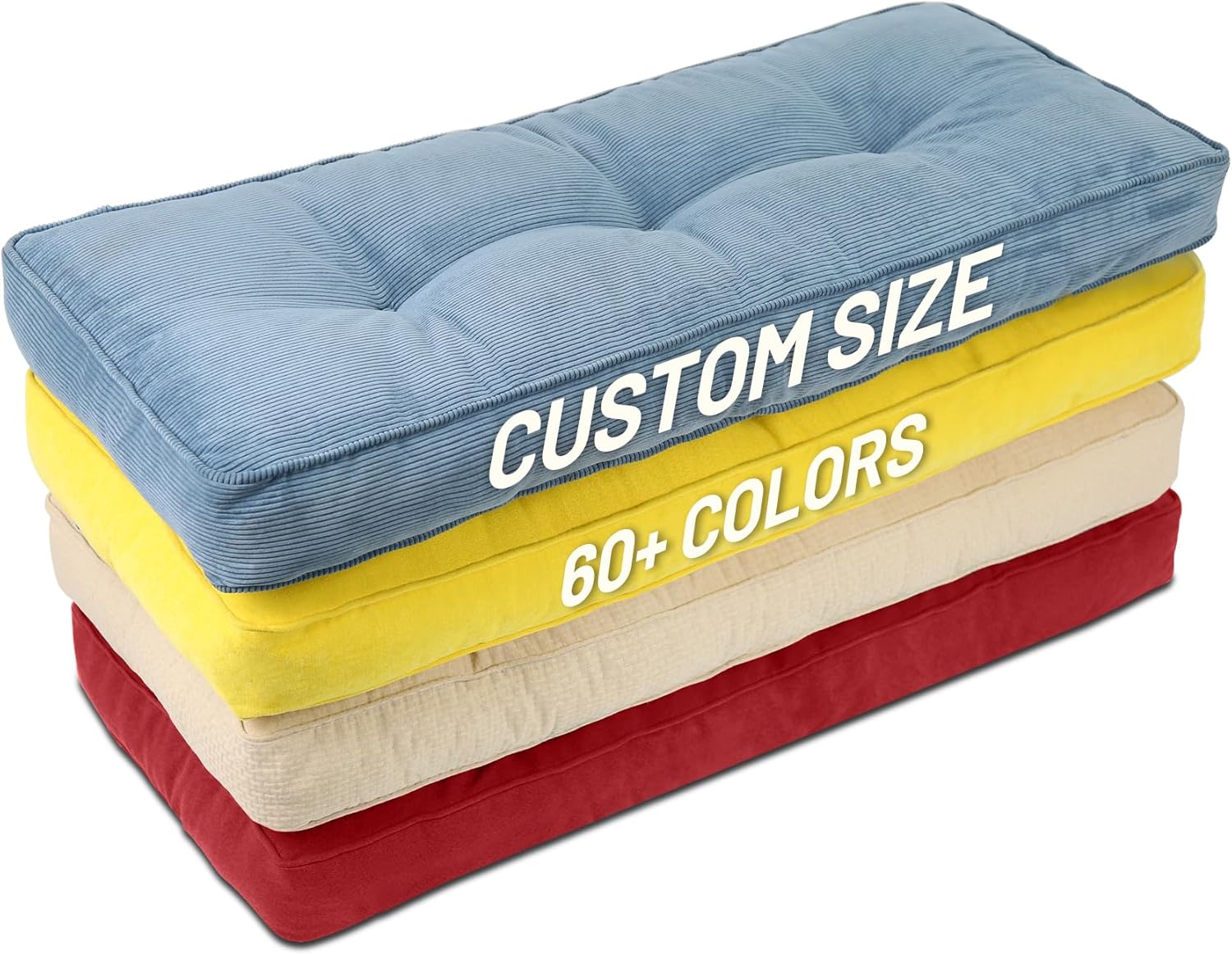 Amazon.com : Lokex Bench Cushion,Custom Size 90+Color Non-Slip Thick ...