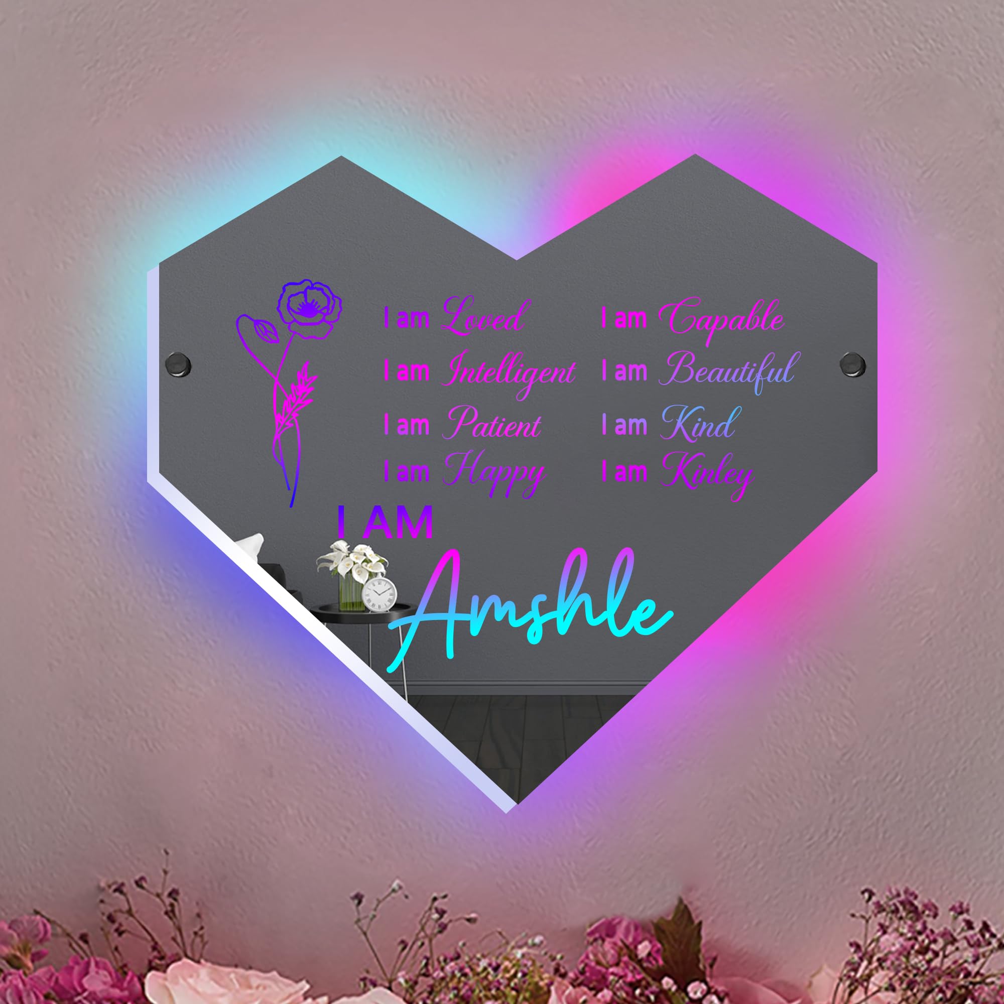 Amazon.com: Personalized I Am Affirmation Mirror Led Lights, Custom ...