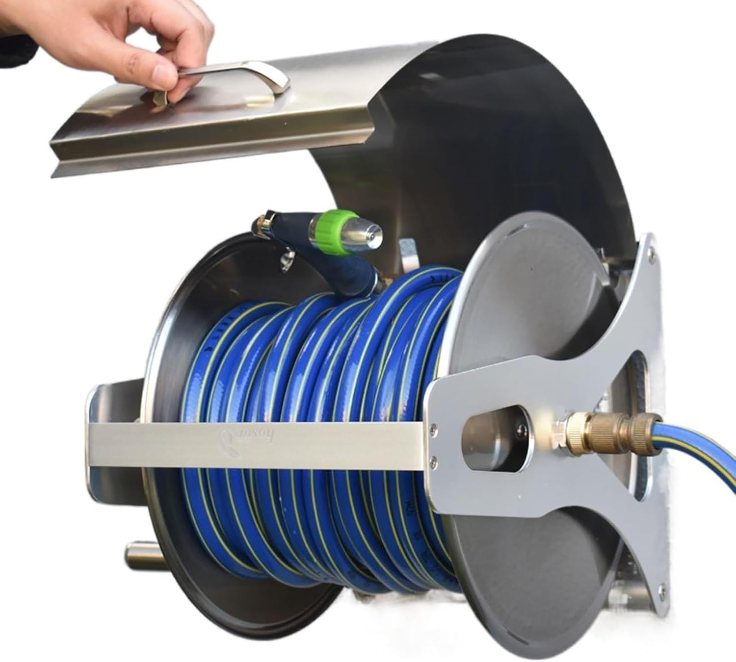Amazon.com: Kadxyan Stainless Steel Garden Hose Reel, Wall/Floor ...