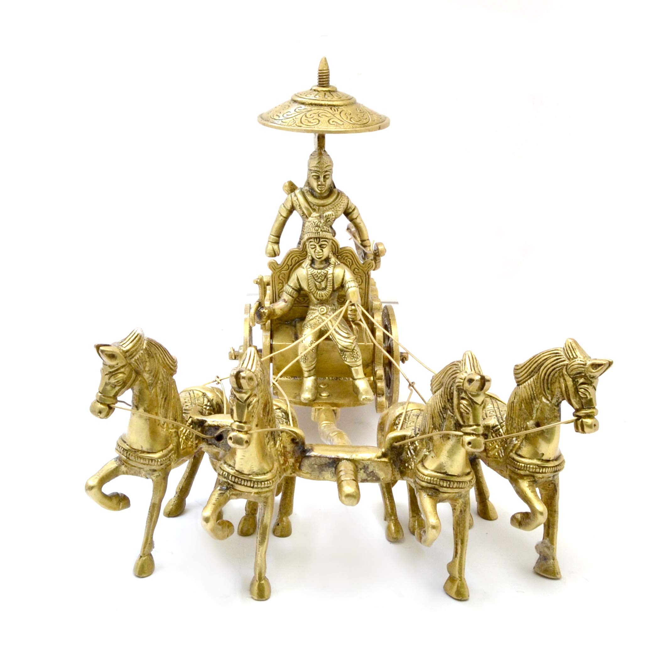 Buy Two Moustaches Brass Krishna Arjuna Rath Showpiece | Mahabharat ...