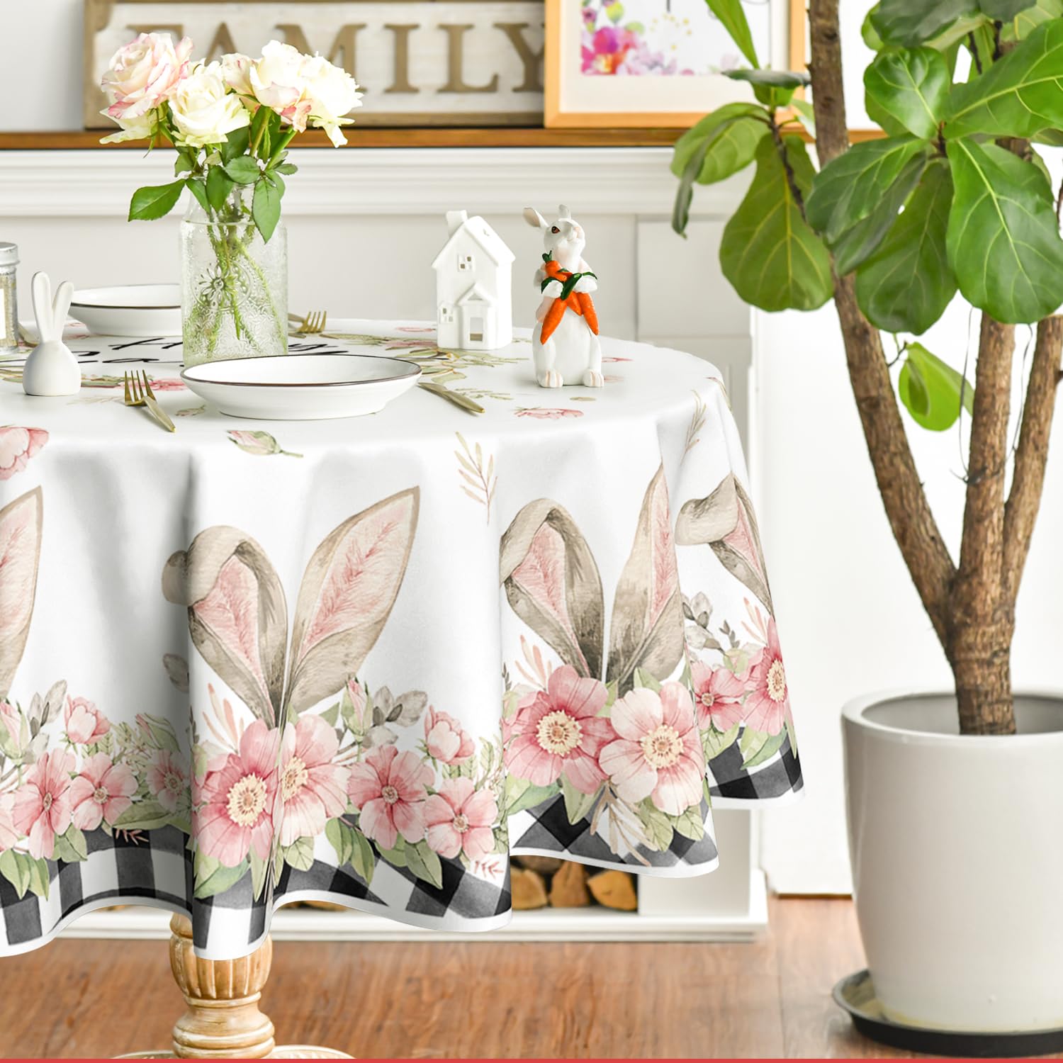Amazon.com: Horaldaily Easter Tablecloth 70x70 Inch Round, Spring ...