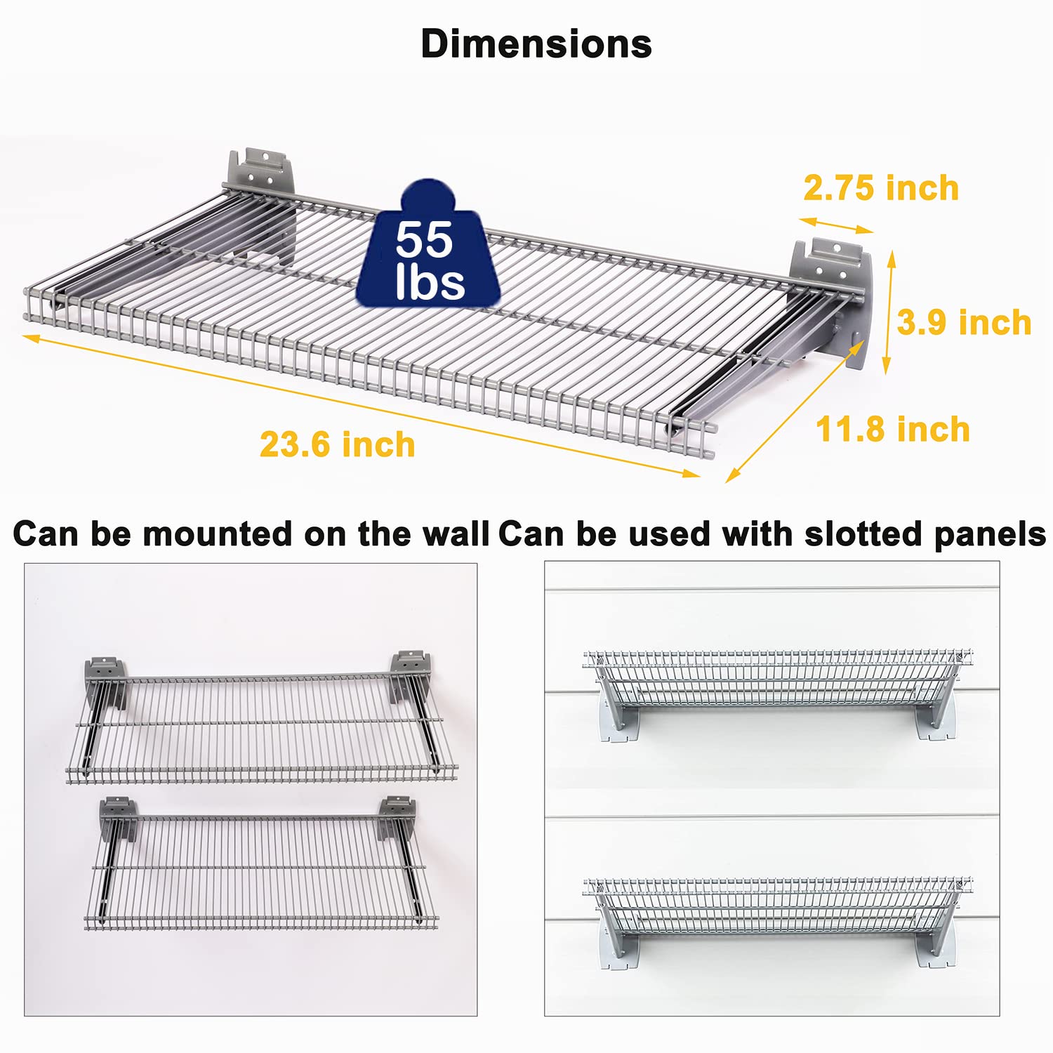 Snapklik.com : Tonchean Slatwall Shelves 24Inch, 2 Pack Slatwall ...