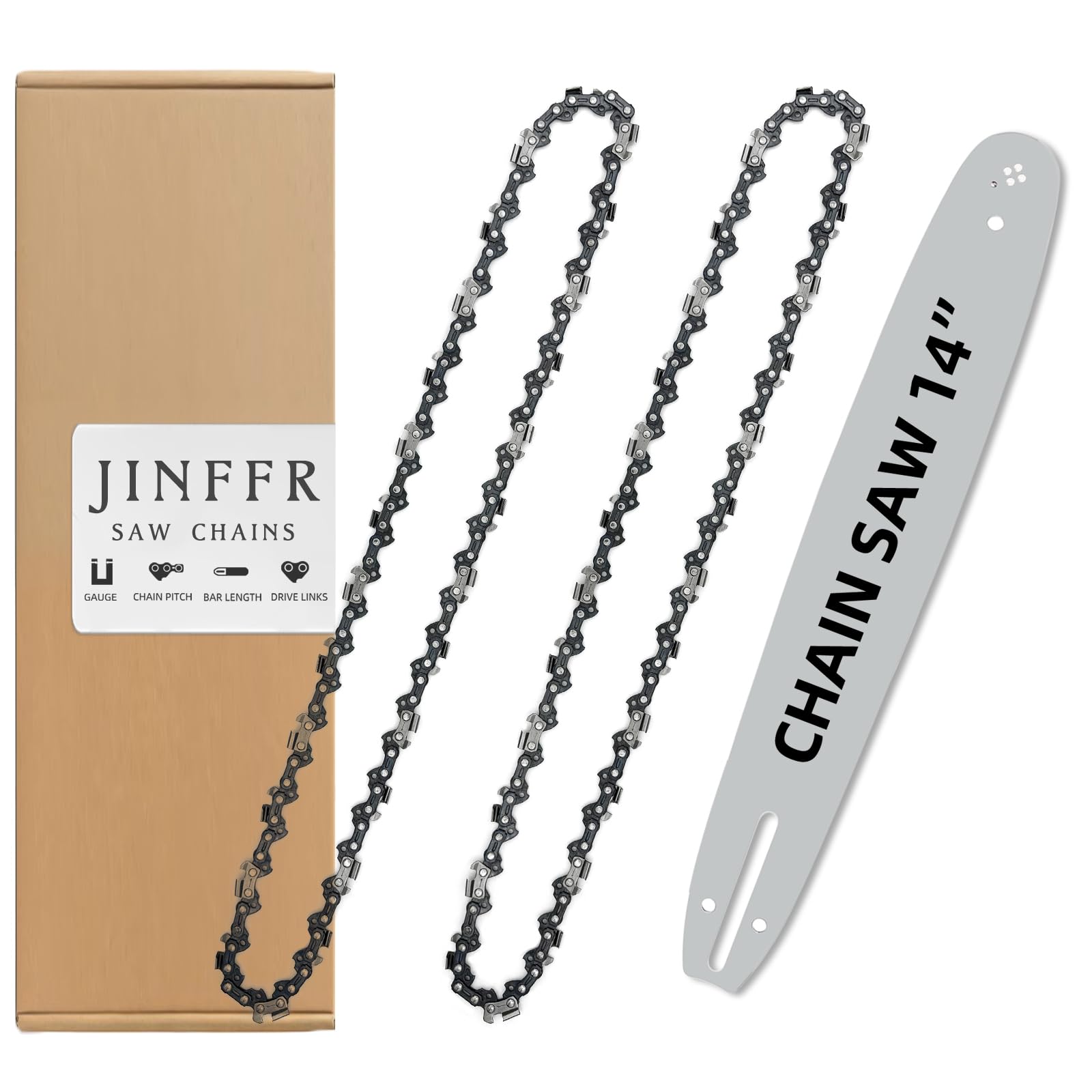 Amazon.com: JINFFR 14 inch Chainsaw Guide Bar and Chain Combo - 3/8" LP ...