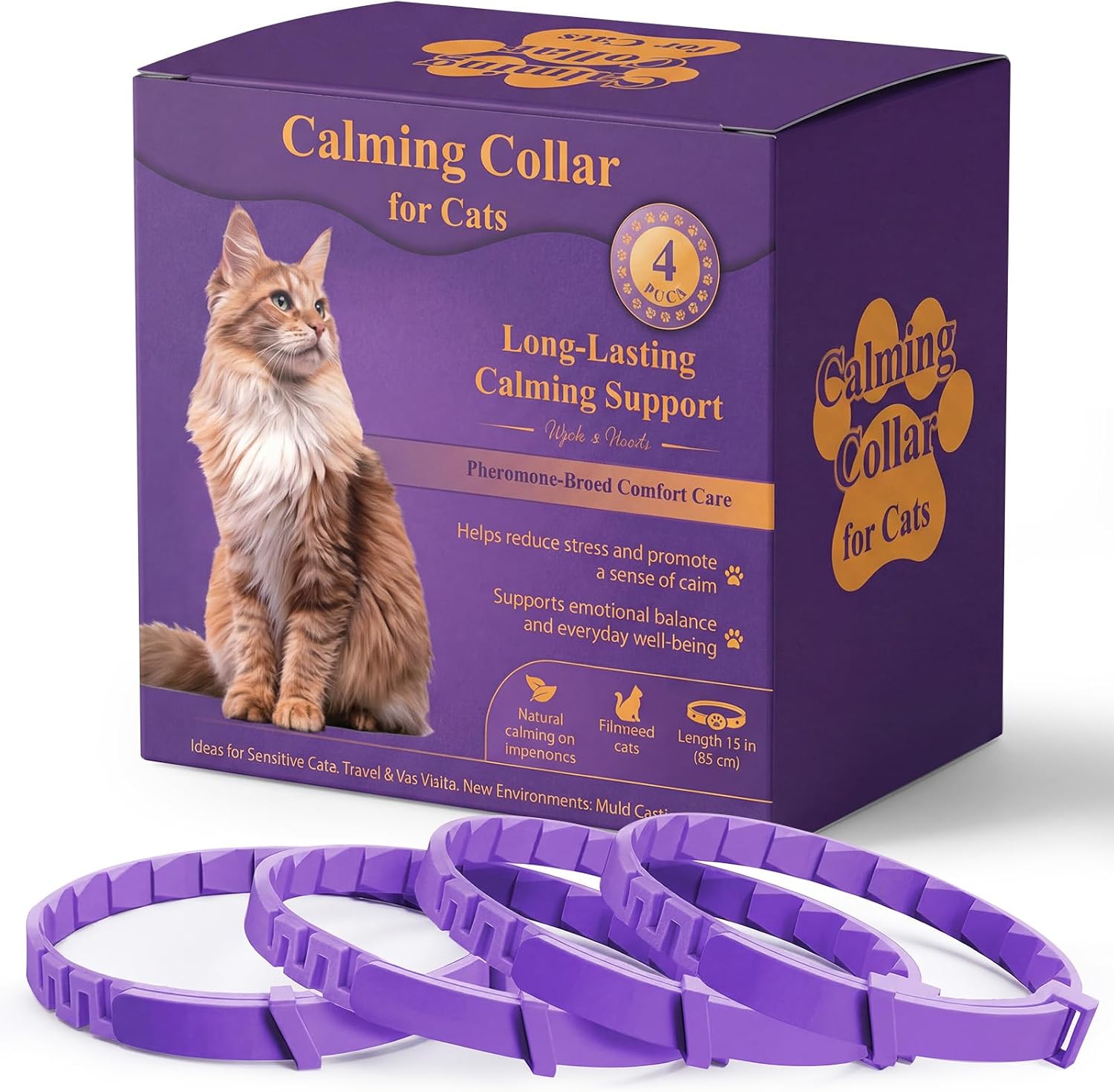 Cat Calming Collar, 4-Pack Pheromone Collars for Cats – Adjustable 15 ...