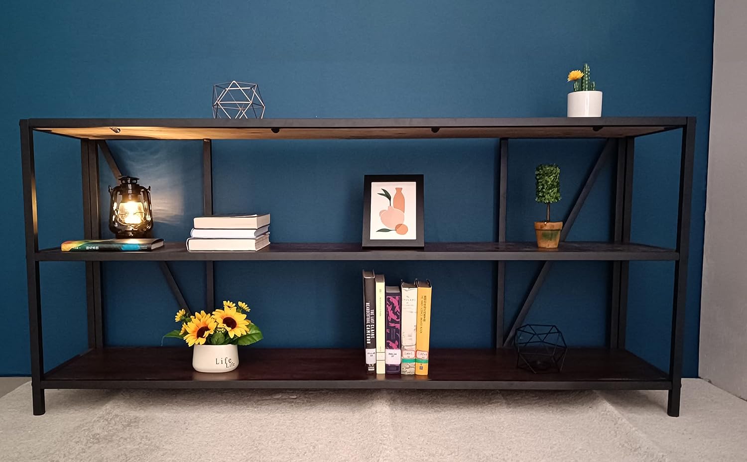 Amazon.com: HDDFER Industrial Bookshelf Sofa Table 3 Shelf Bookcase ...