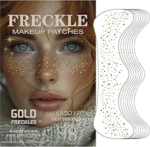 Amazon.com : 8 Pcs Gold Face Glitter Freckles, Glitter Freckles Face Tattoo, Sparkle Makeup ...