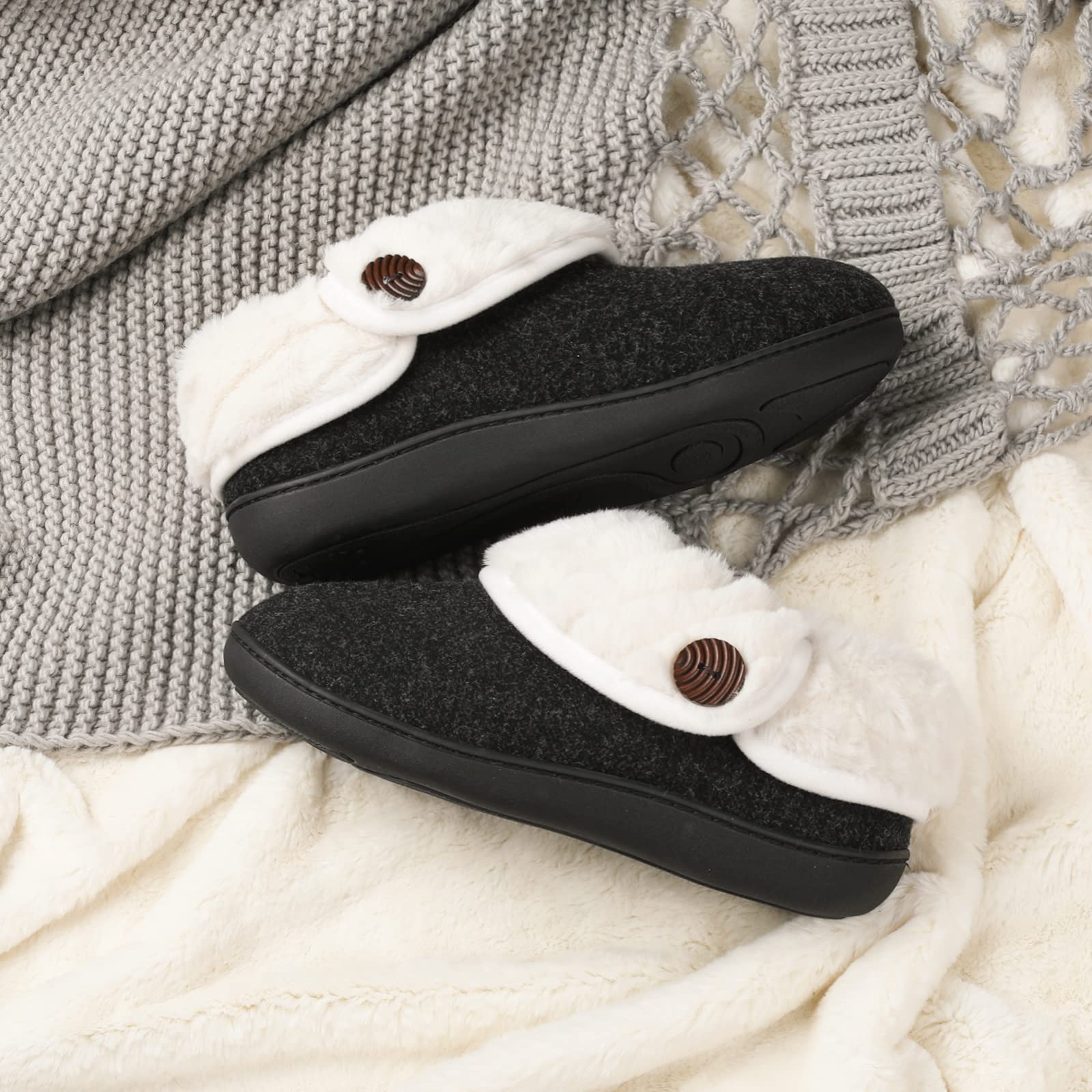 Snapklik.com : Wishcotton Womens Fuzzy Felt Slippers, Ladies Closed ...