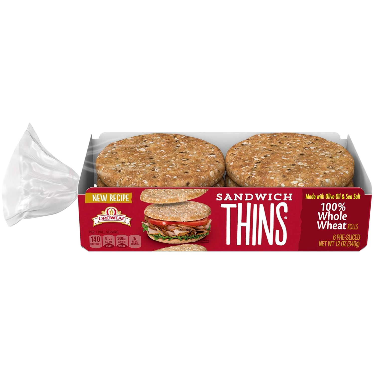 Amazon.com : Oroweat 100% Whole Wheat Sandwich Thins Rolls, Sandwich ...