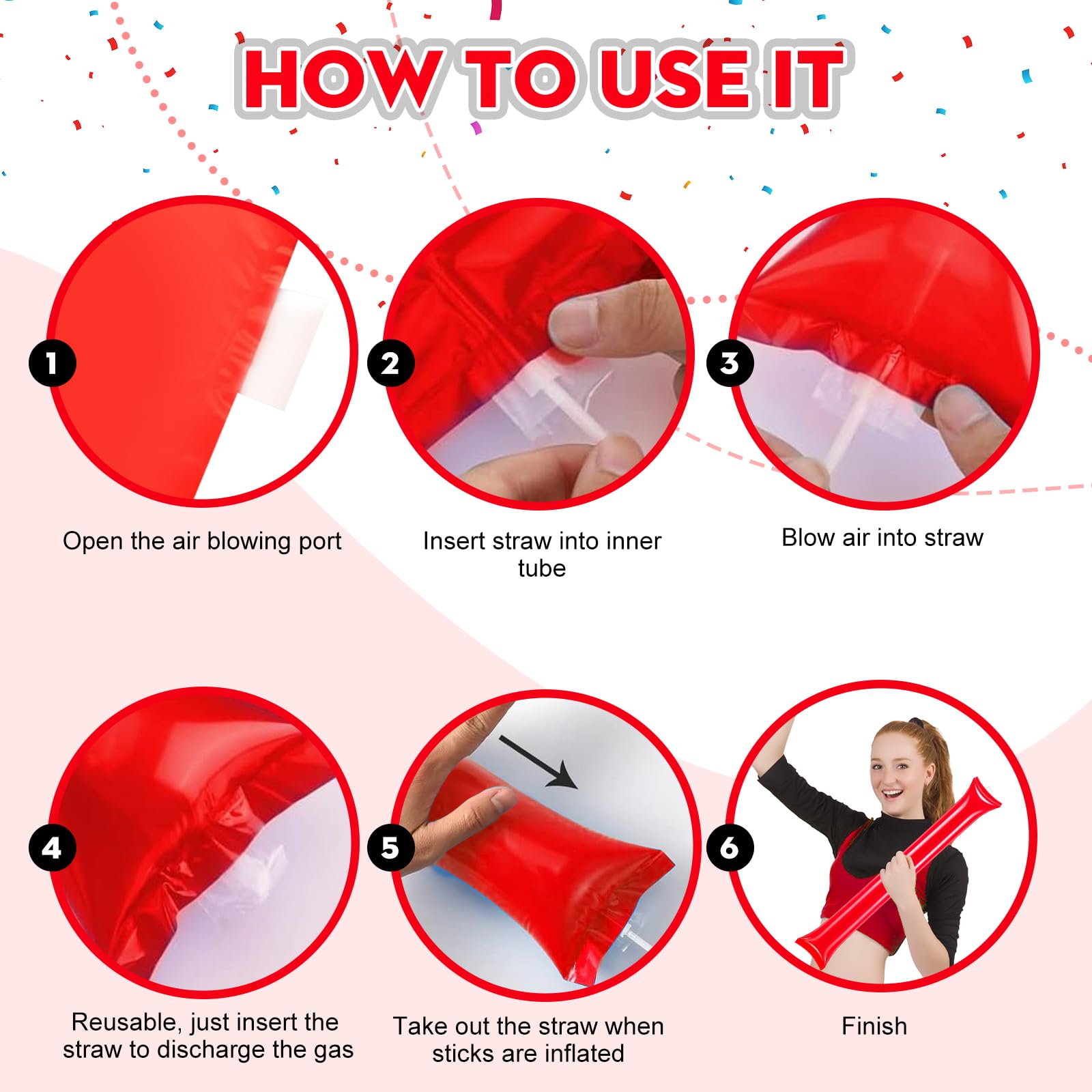 Snapklik.com : Cssopenss 50 PCS Red Thunder Sticks Thicken Plastic ...