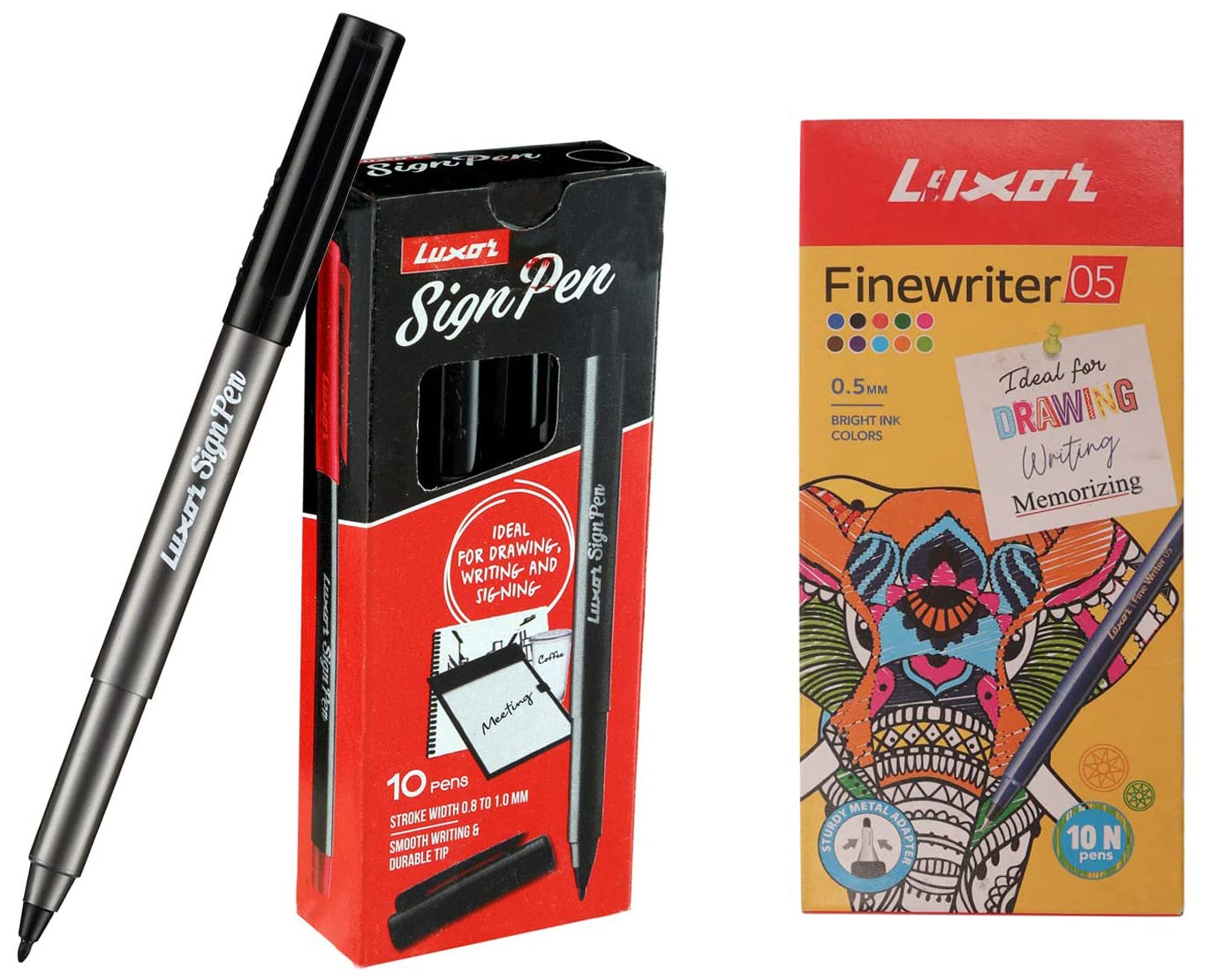 Luxor Fine Writer Black Color (pack Of 10 Pen) Sign Pen (New) Black (10 ...