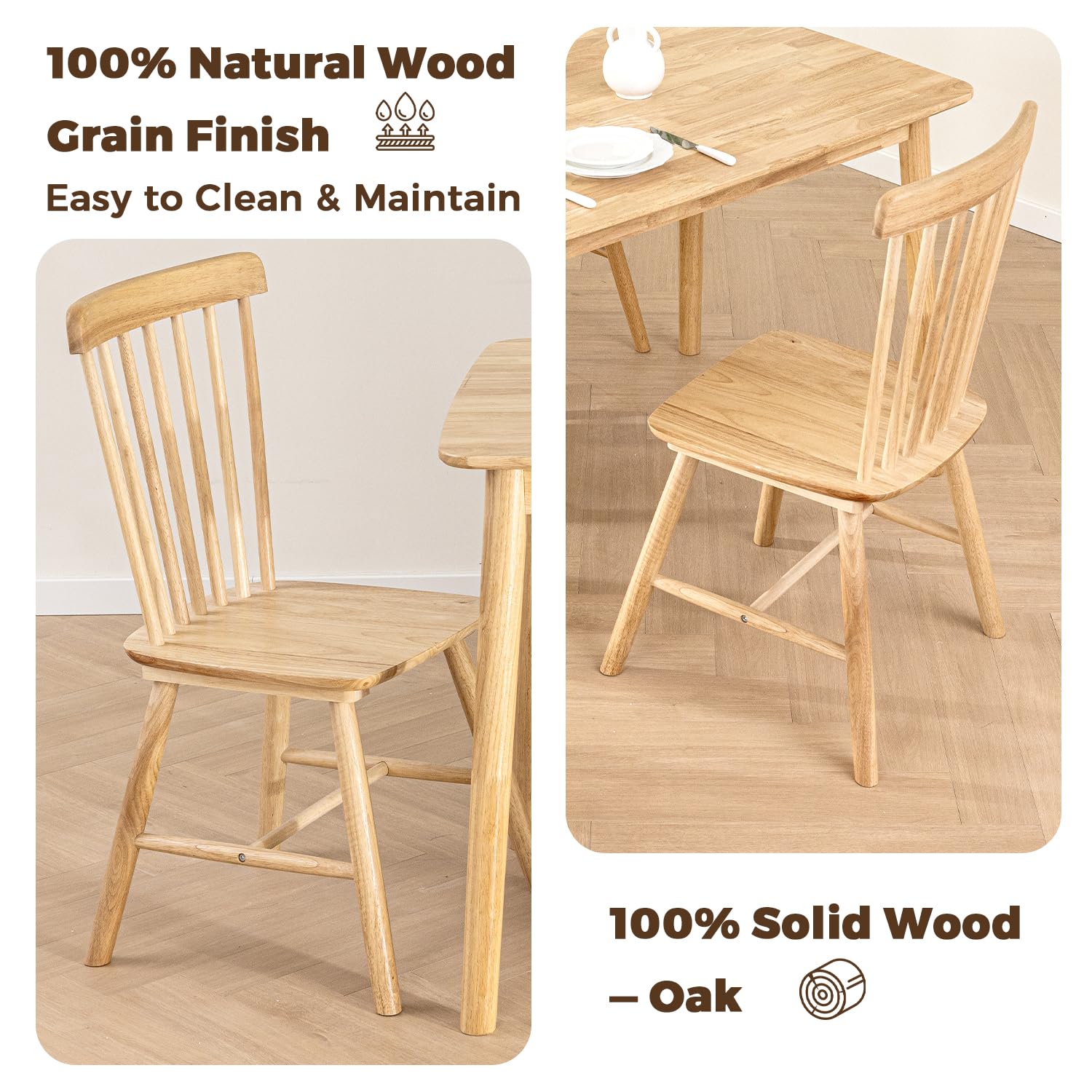 Snapklik.com : Solid Wood Dining Chairs Set Of 6, Mid Century Modern ...