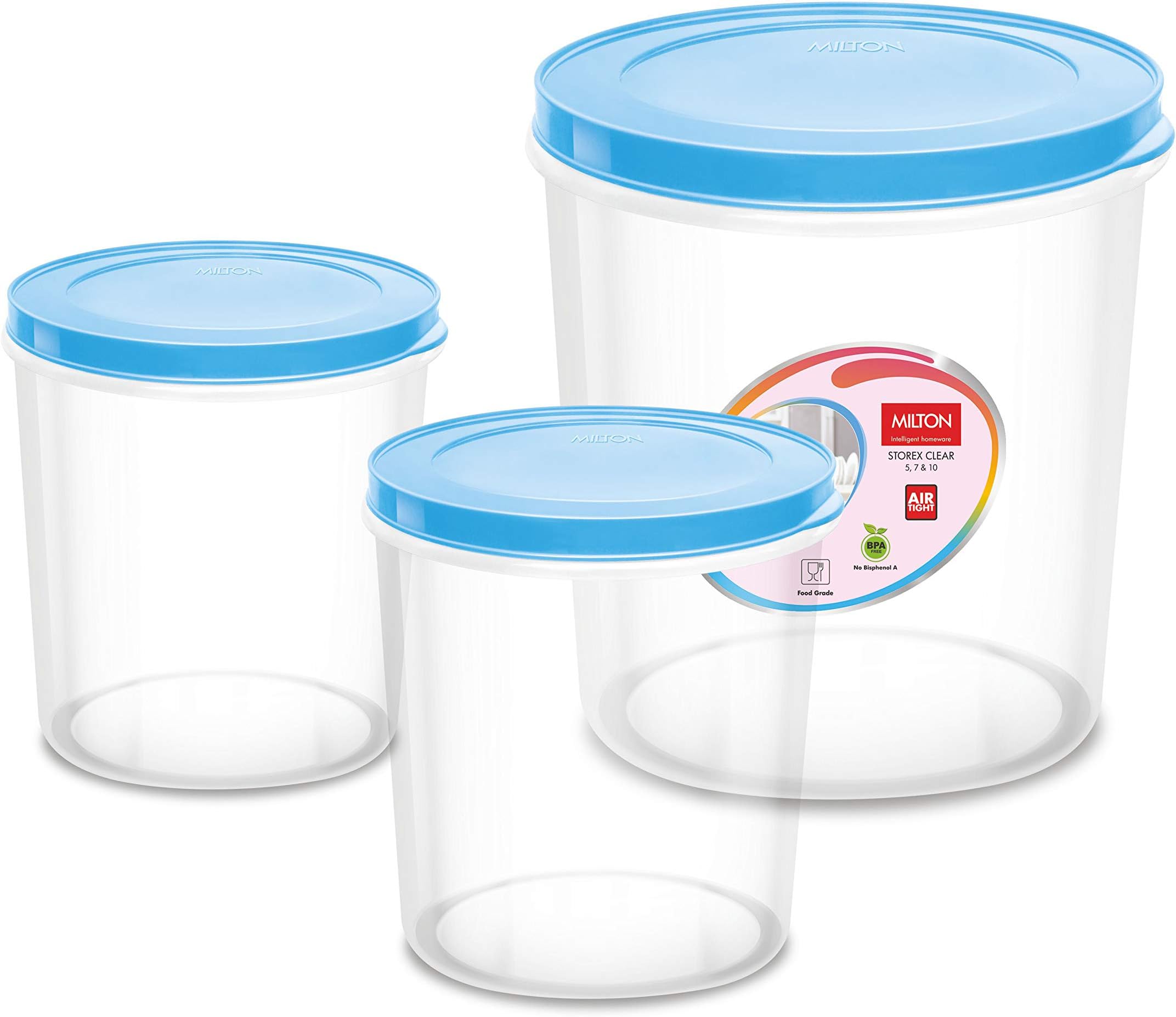 Buy MILTON Storex Plastic Storage Jars & Containers Set of 4 (1.13L, 2L ...