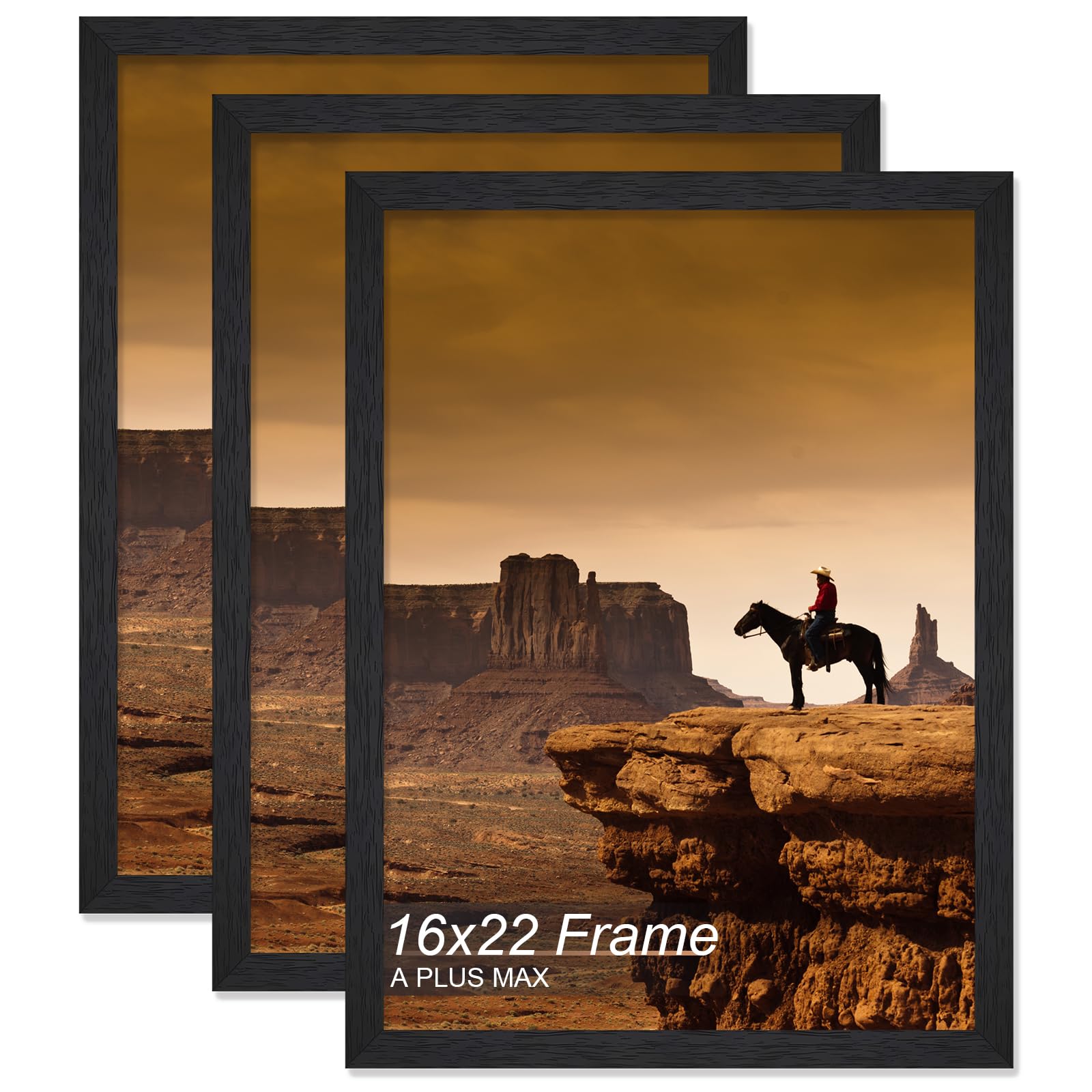Amazon.com - A PLUS MAX 16x22 Picture Frame Set of 3, Black Engineered ...