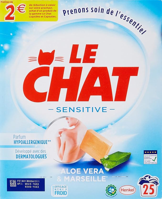 Le Chat Sensitive – Lessive en Poudre Hypoallergénique – 50 Lavages ...