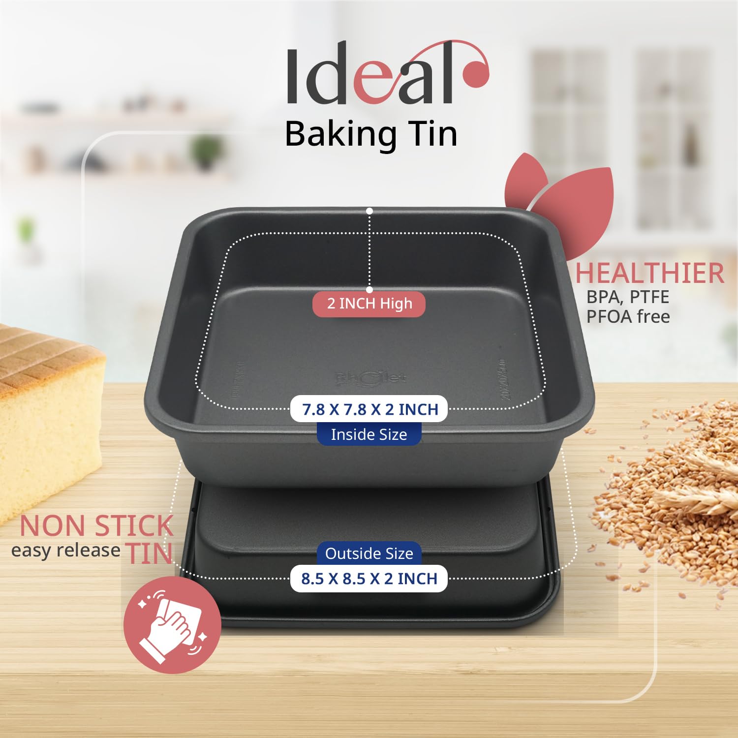 Snapklik.com : Bakeware 8x8 Baking Pan - Nonstick Brownie Pan For ...