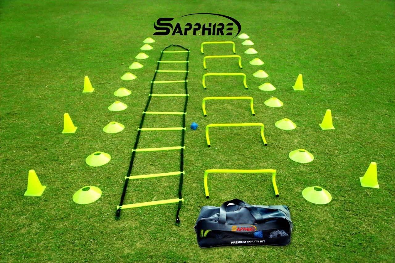 Sapphire Agility Training Kit Premium - 4m Ladder, 9" Cones, Hurdles ...