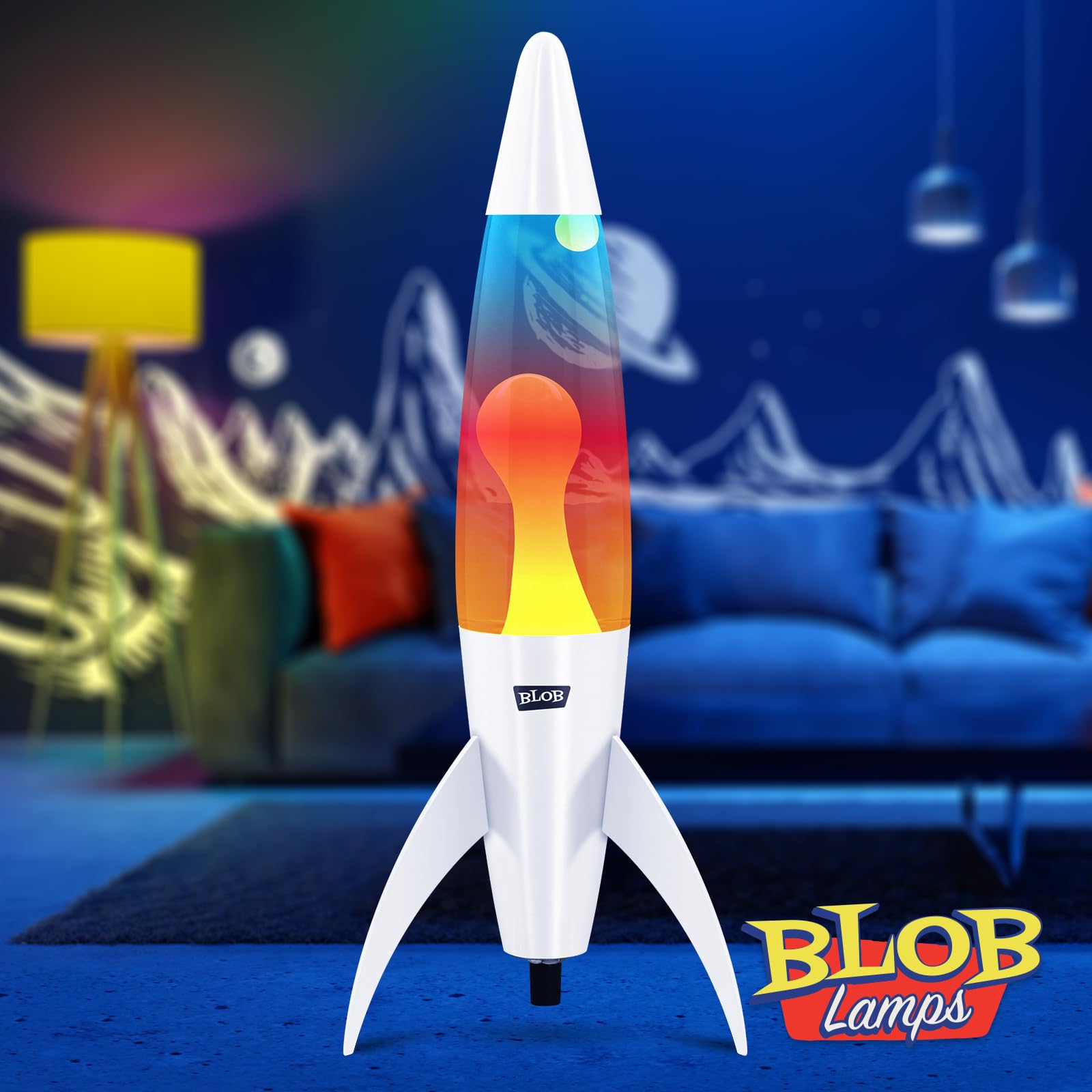 Blob Lamps Sunset Rocket Liquid Motion Lamp White Gloss Metal Base ...