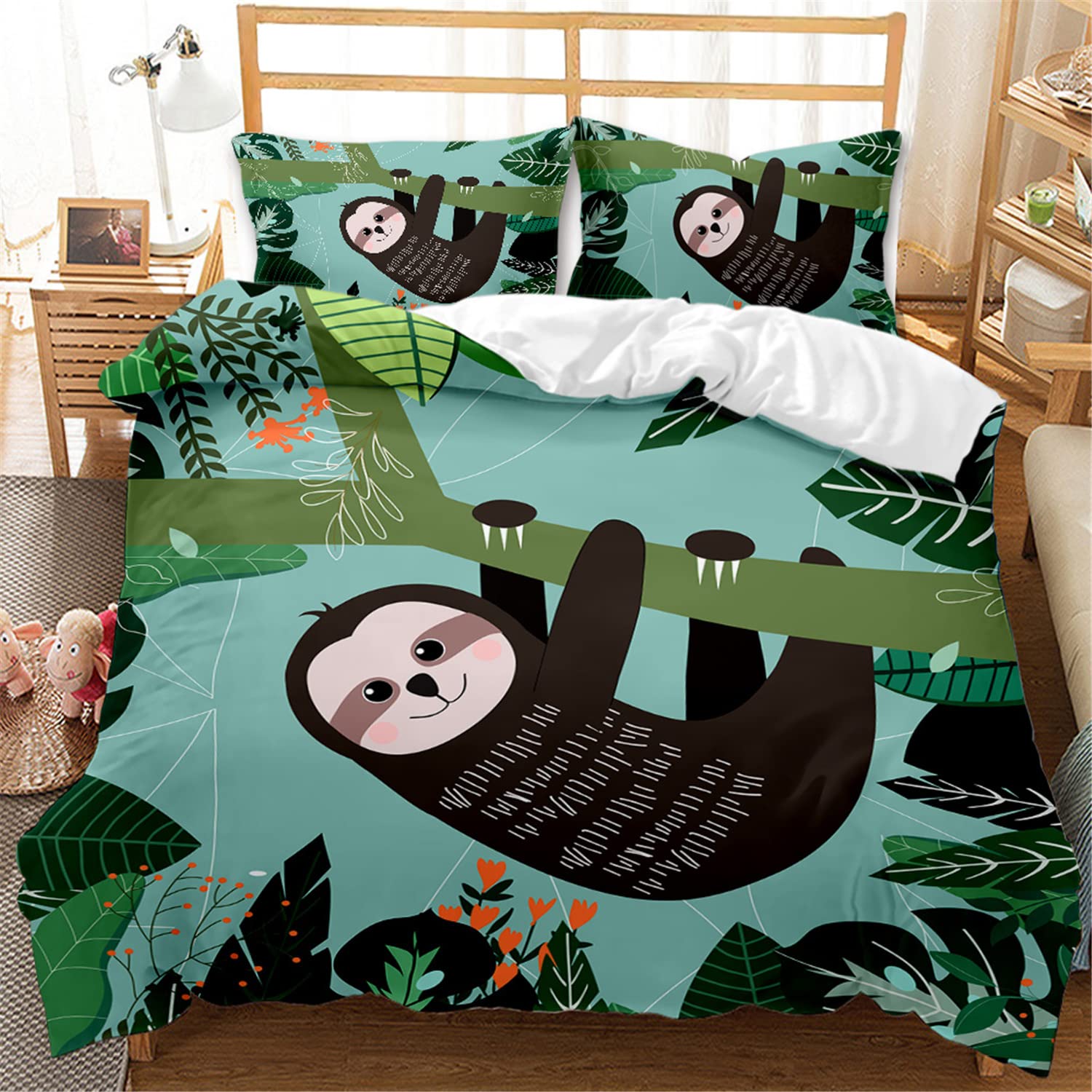 Eveone Cartoon Sloth Duvet Cover Small Animal Quilt Cover Single/Double ...