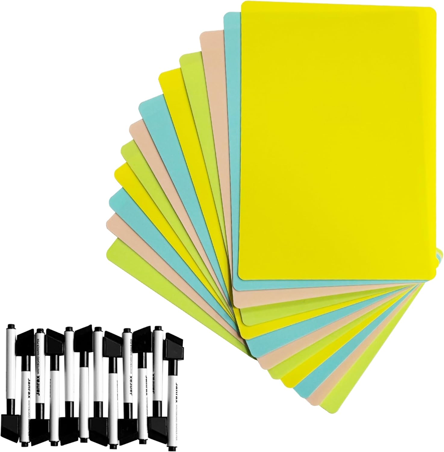 Janrax Pack of 12 A4 Assorted Coloured Whiteboards with 12 White Board ...