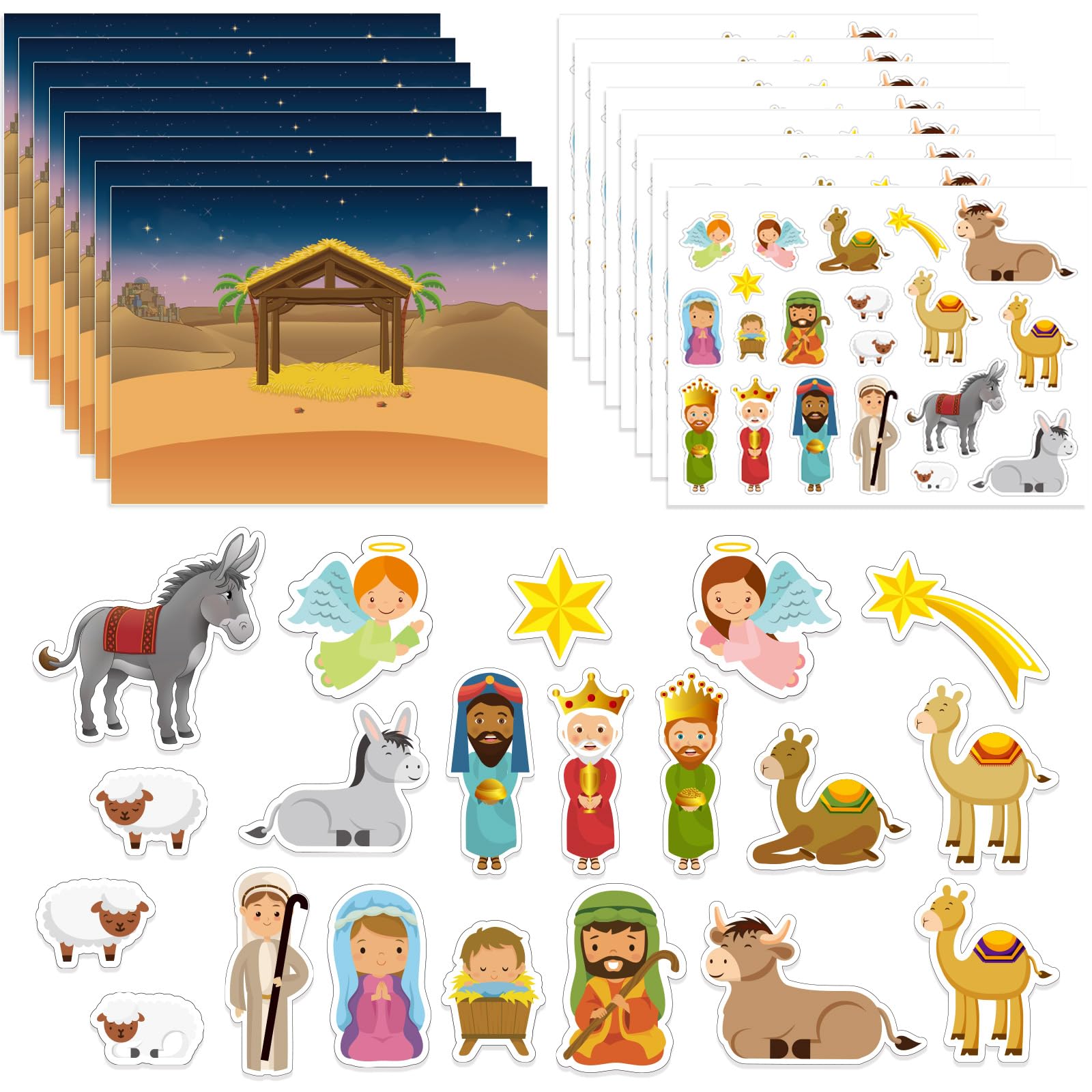 Amazon.com: JUESMOS 12 Pack Make a Nativity Scene Stickers for Kids ...