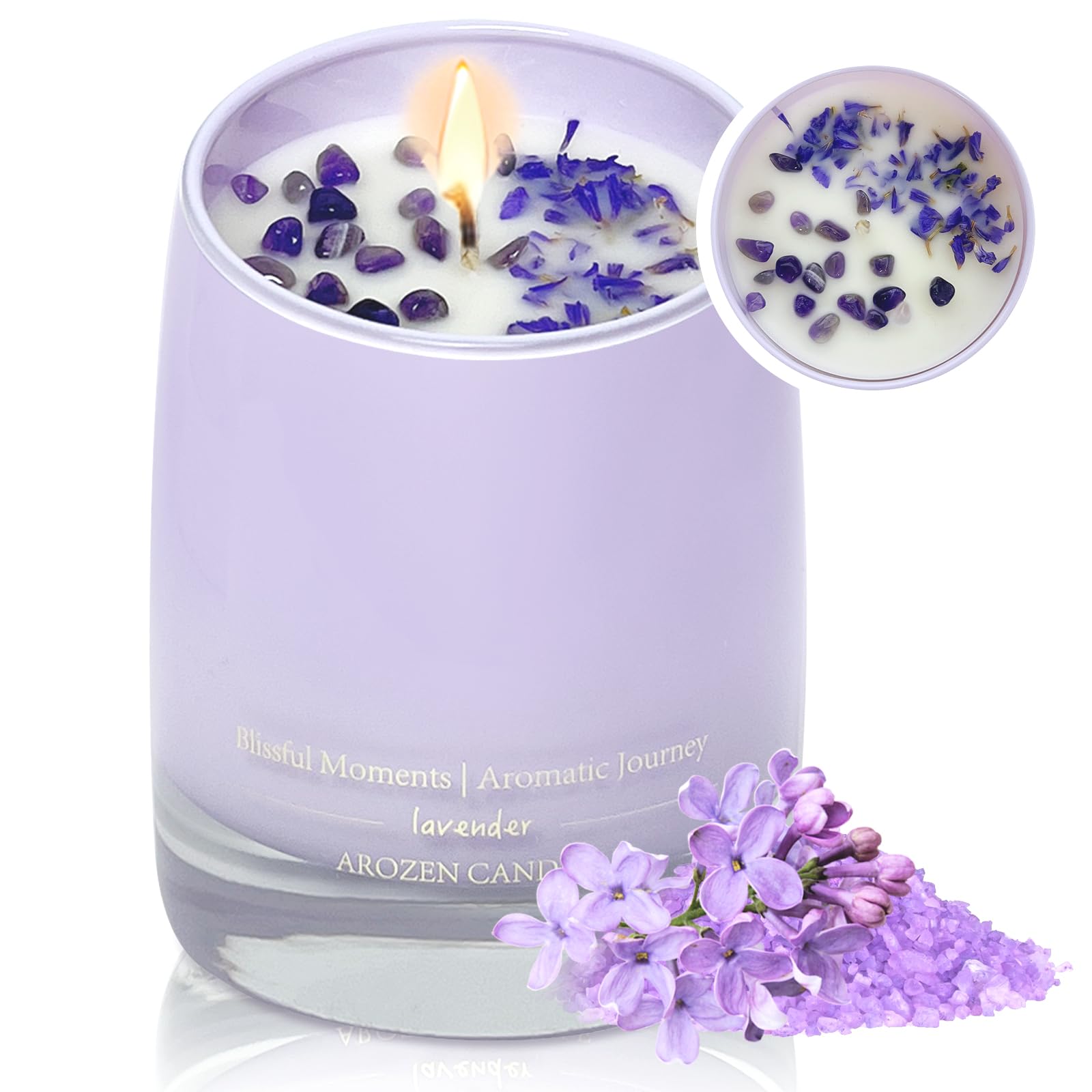 Amazon.com: Lavender Scented Candles Gift for Women,10oz Crystal ...