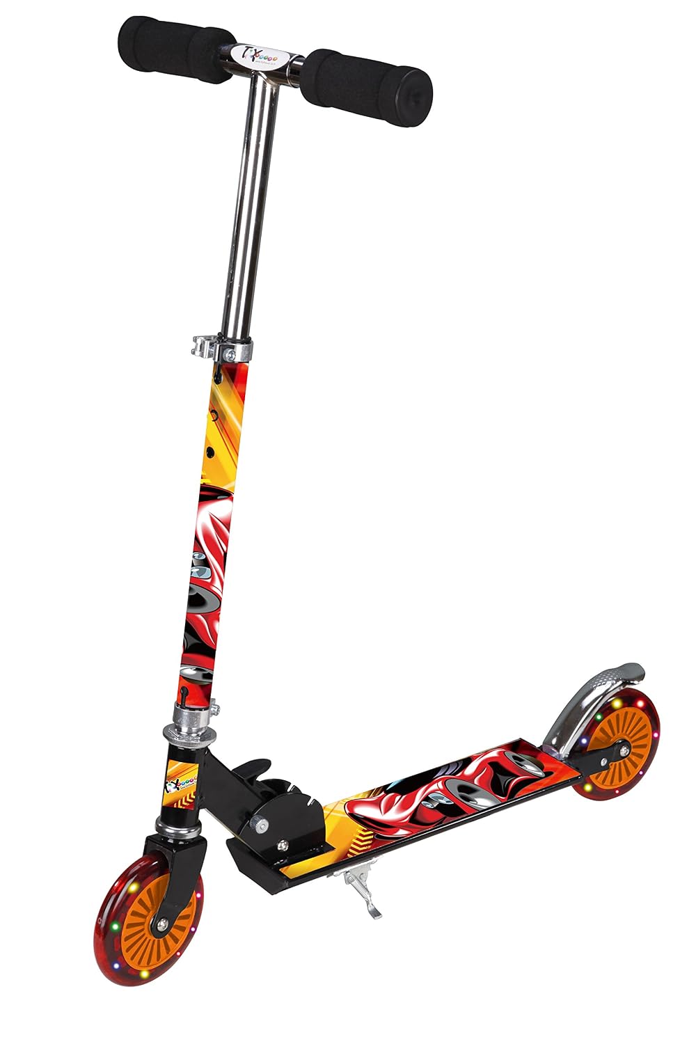 Toyhouse Two Wheeled Metal Folding Skate Scooter with Disco Wheels and ...