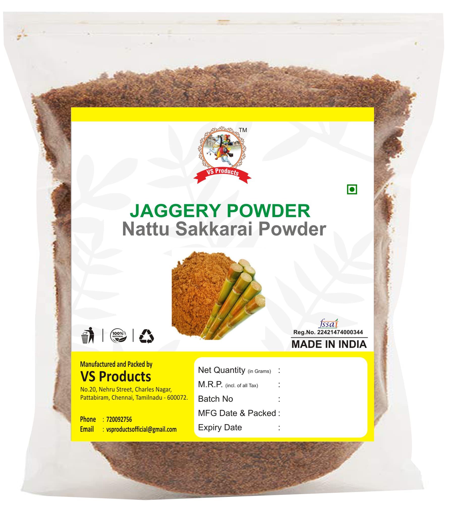 VS Products Palm Jaggery Powder, 100g, Karupatti Mittai, Panavellam ...