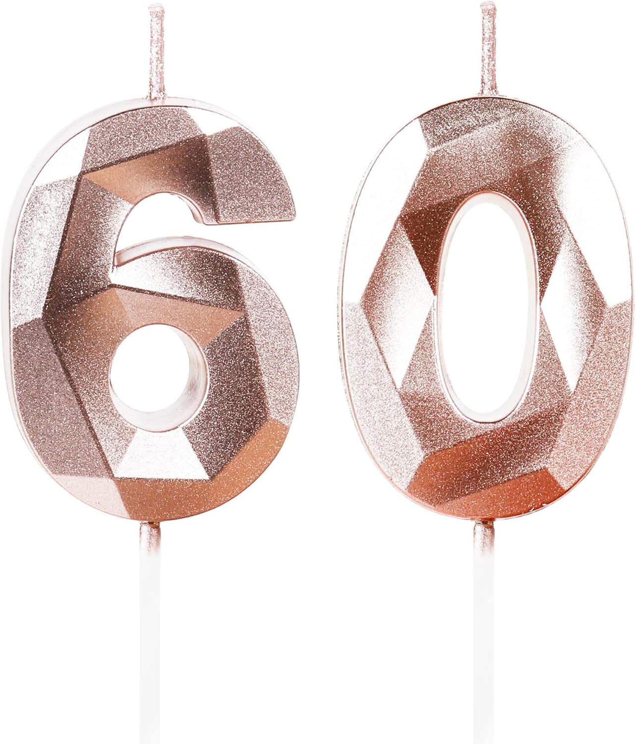 Amazon.com: 60th Birthday Candles,Number 60 Candles,Rose Gold Happy ...