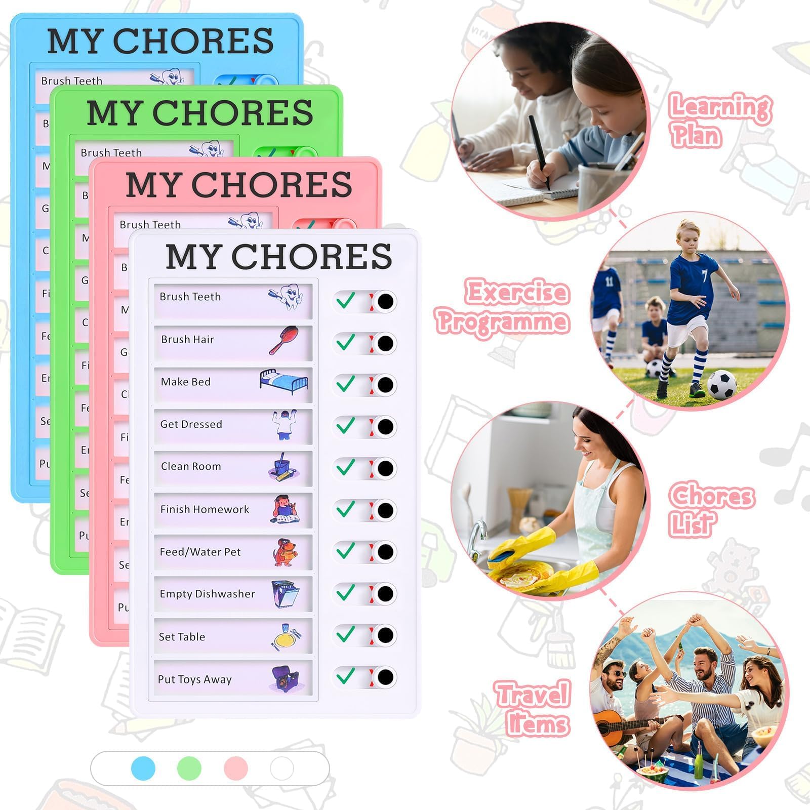 Summer Chore Chart 4 Kids' Chore Charts + Stickers (ADHD/Daily Routine ...