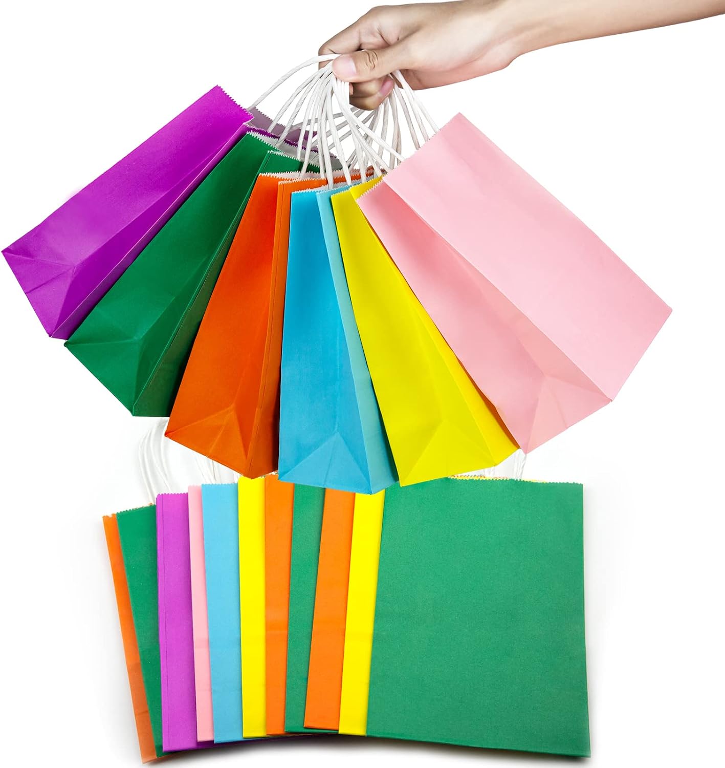 Amazon.com: 24 Pcs Colored Paper Gift Bags with Handles, 6 Colors Plain ...