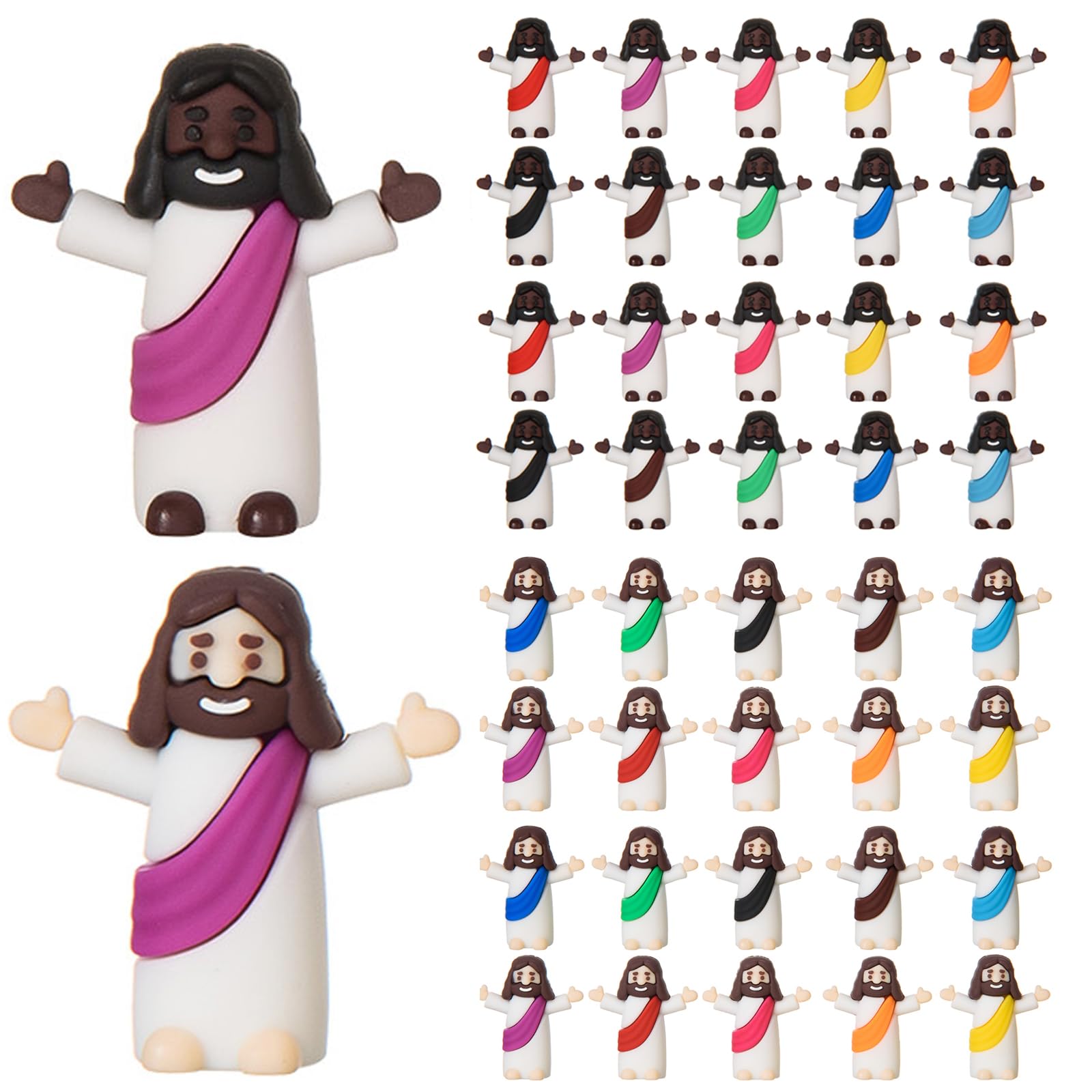 Amazon.com: ARCHCRTC 40Pcs Mini Jesus Figures Black Little Jesus ...