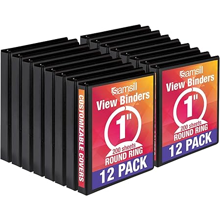 Amazon.com : Cardinal 1-Inch, Round Ring View Binder, Black, Case of 6 ...