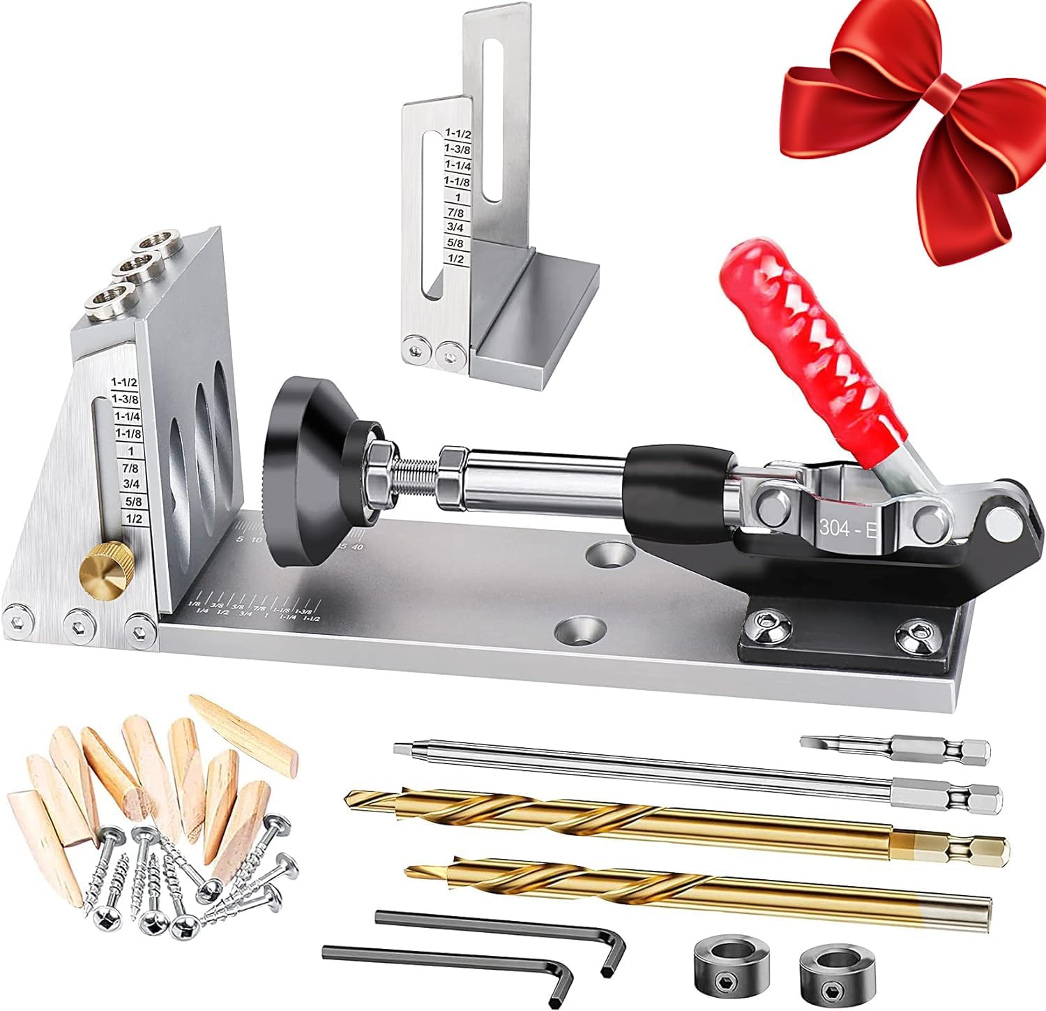 Pocket Hole Jig Kit, Professional and Upgraded All-Metal Pocket Screw ...