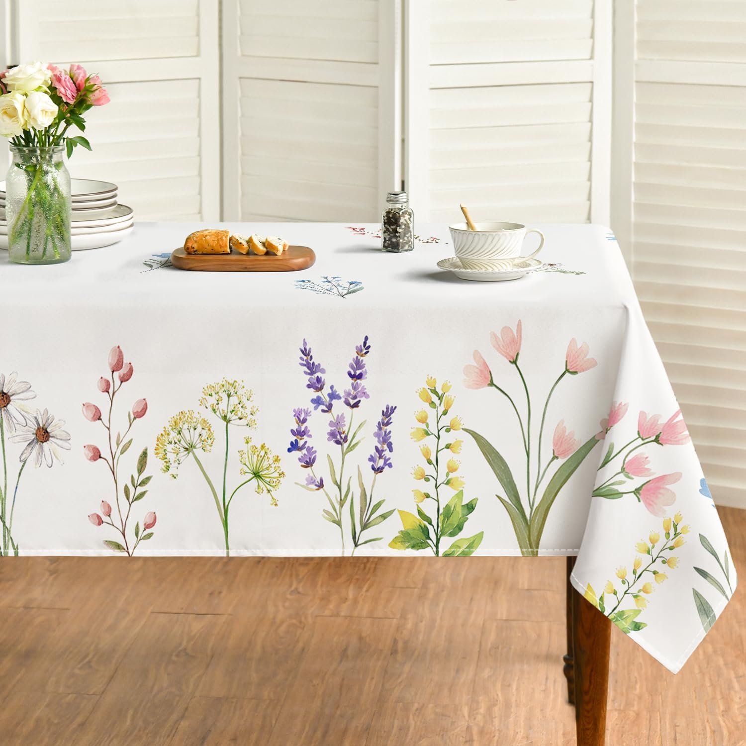 Amazon.com: Generic AnyDesign Floral Tablecloth Rectangle Watercolor ...